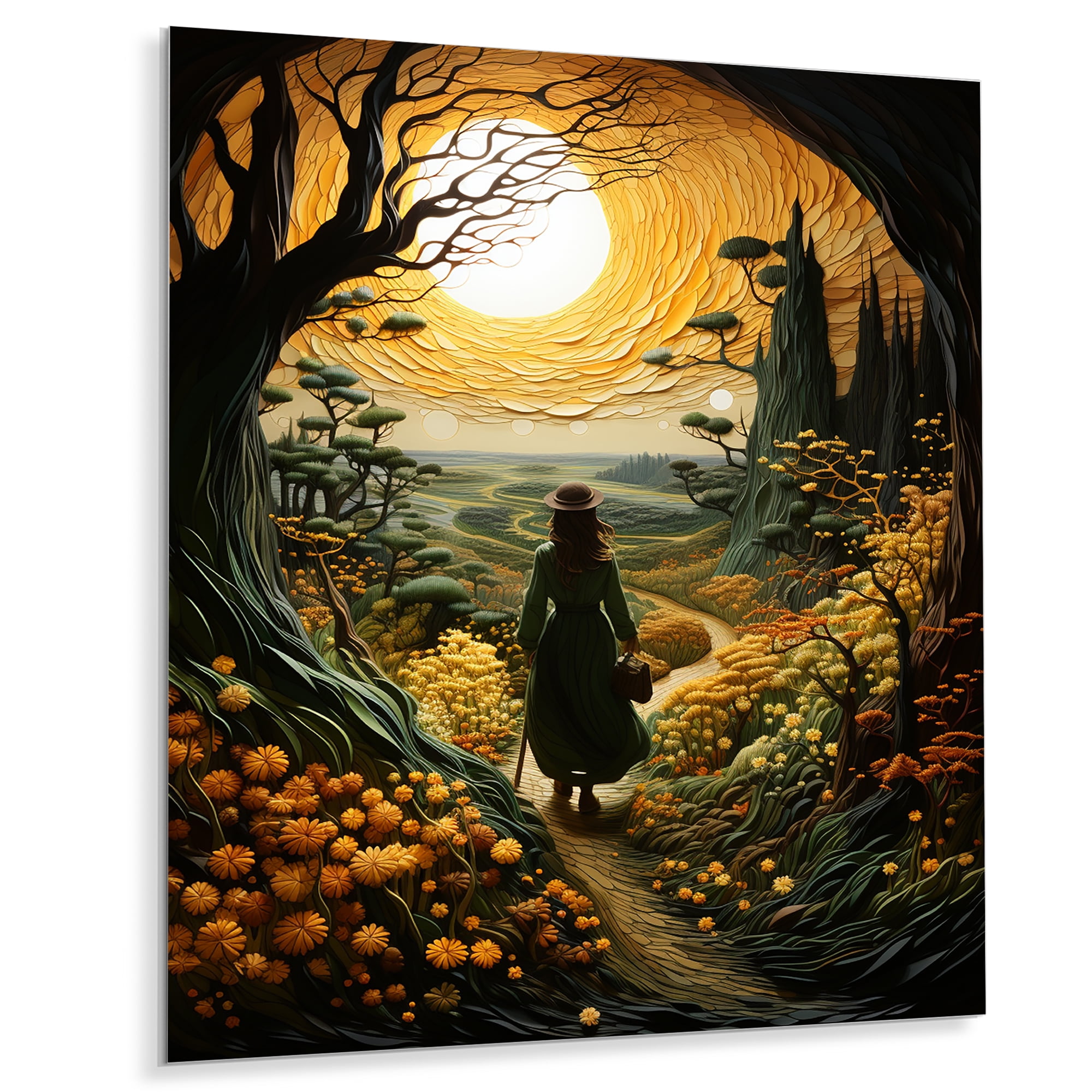 Designart "Through The Countryside Path painting III" Portrait Metal ...