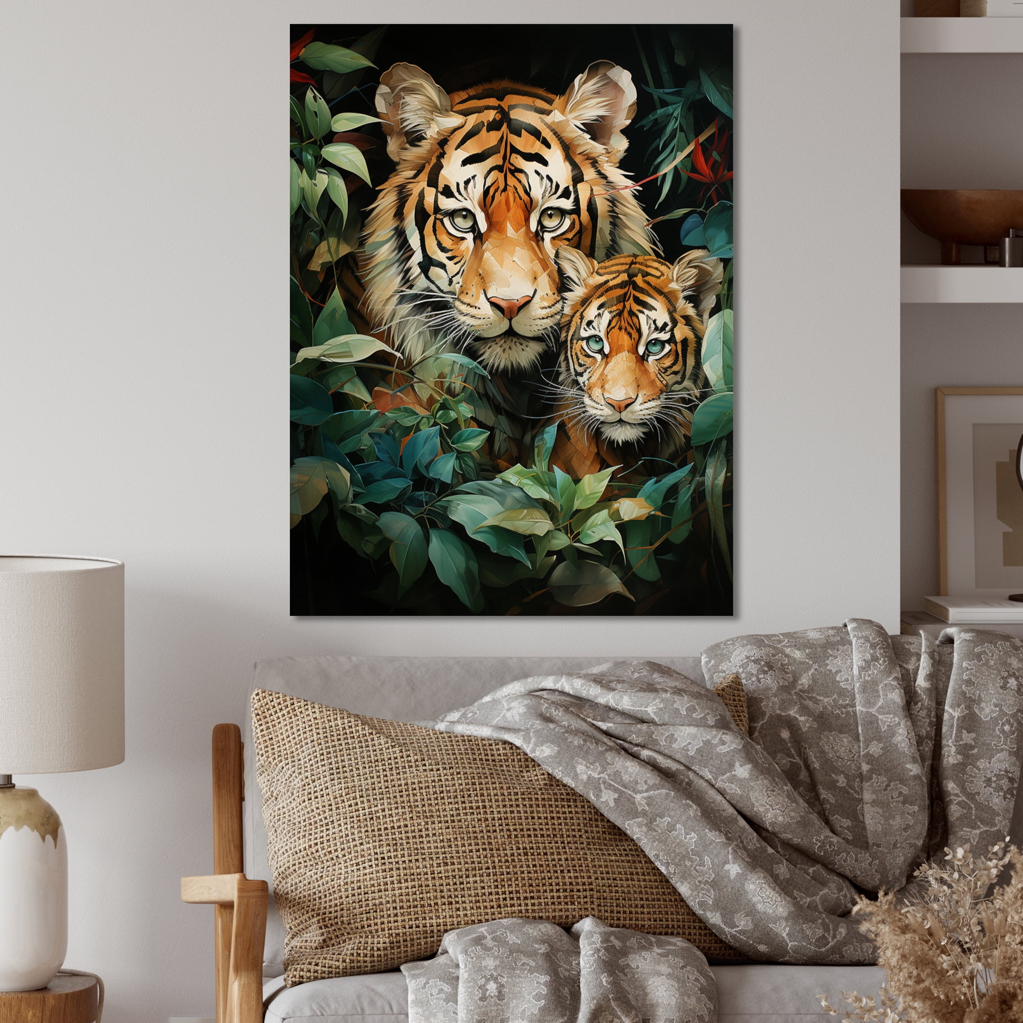 Designart "Tigers In Asian Painting IX" Asian Metal Wall Art Prints - Walmart.com