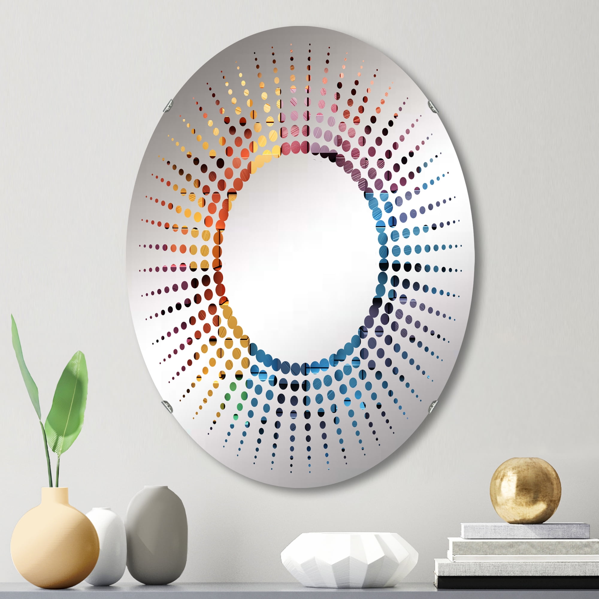 Designart "Timber Spectrum Mosaic" Abstract Shapes Starburst Round Wall ...