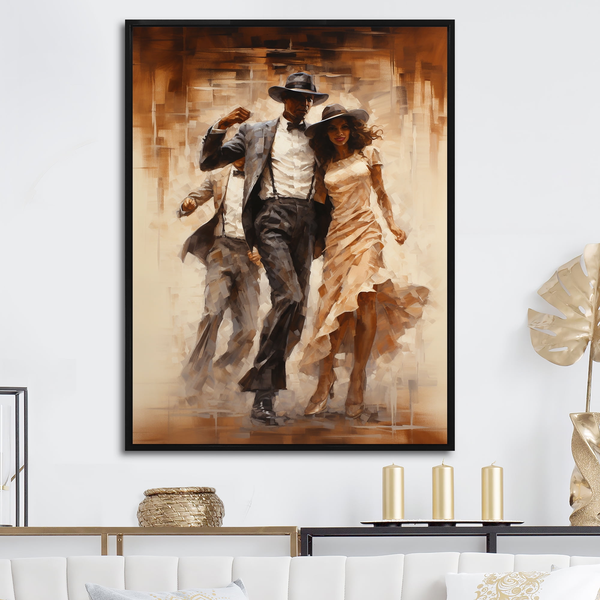 Designart "Time For African American Tap Dance" Dance Floater Framed ...