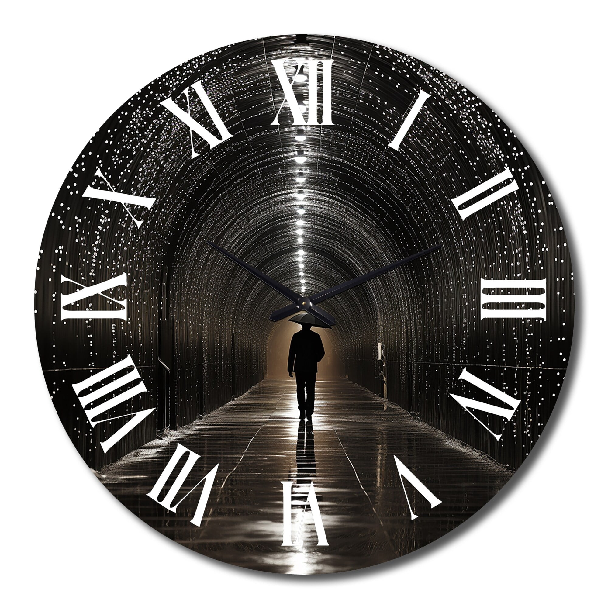 Designart "Timeless Passage in Black and Grey Tunnel Pointillism II ...