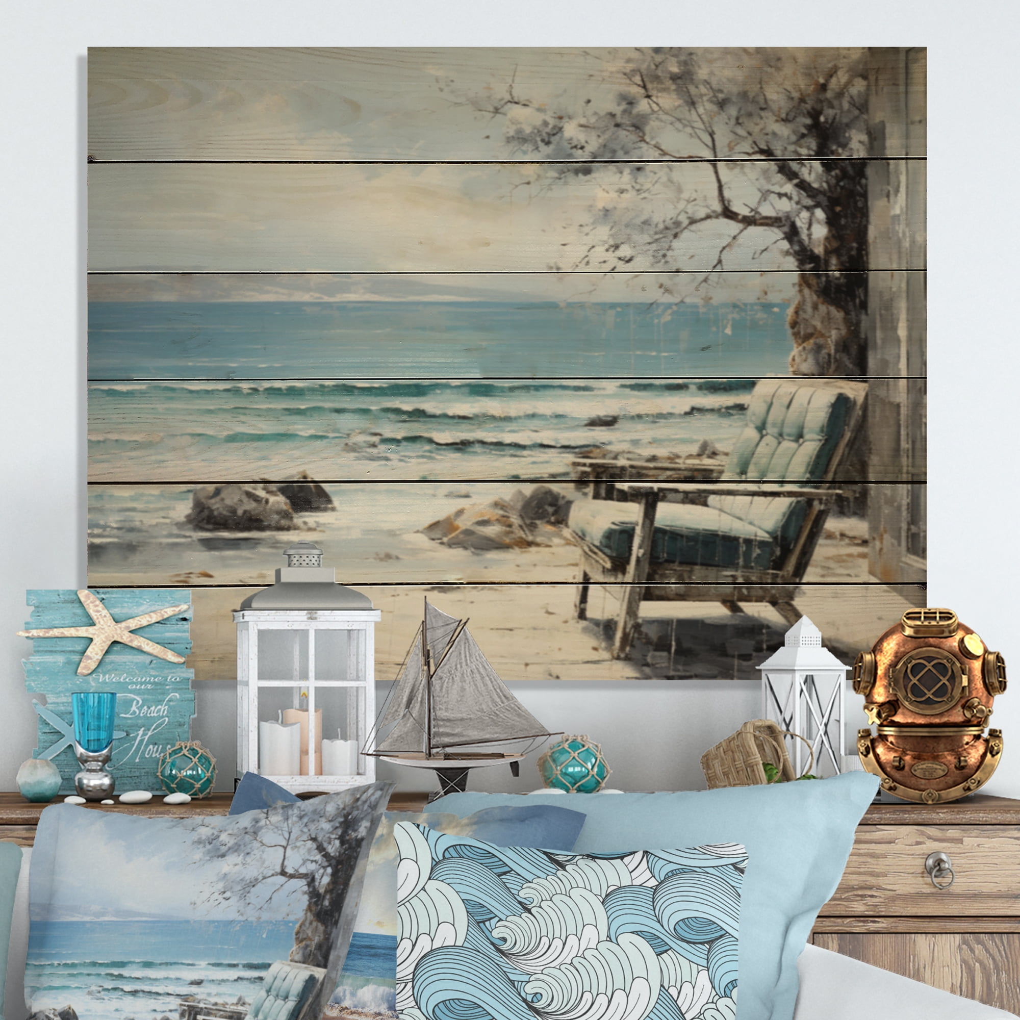 Designart "To The Coastal windows Windows painting III" Nautical ...