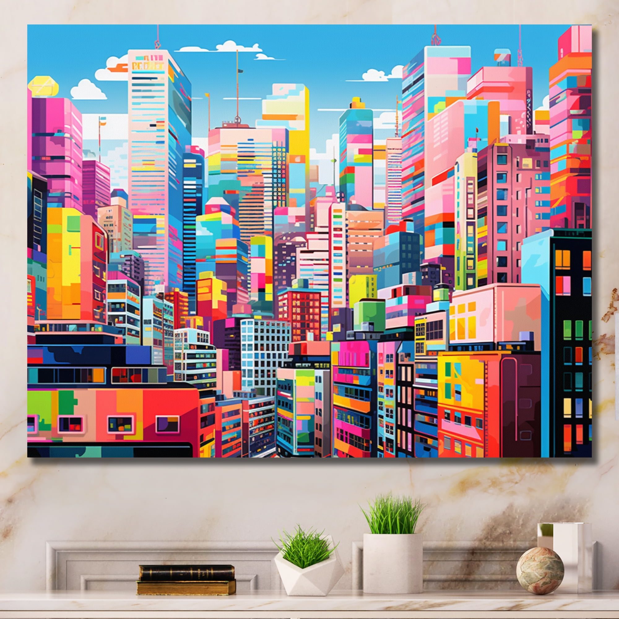 Designart "Tokyo Popart Colorful City painting III" Tokyo Wall Art ...