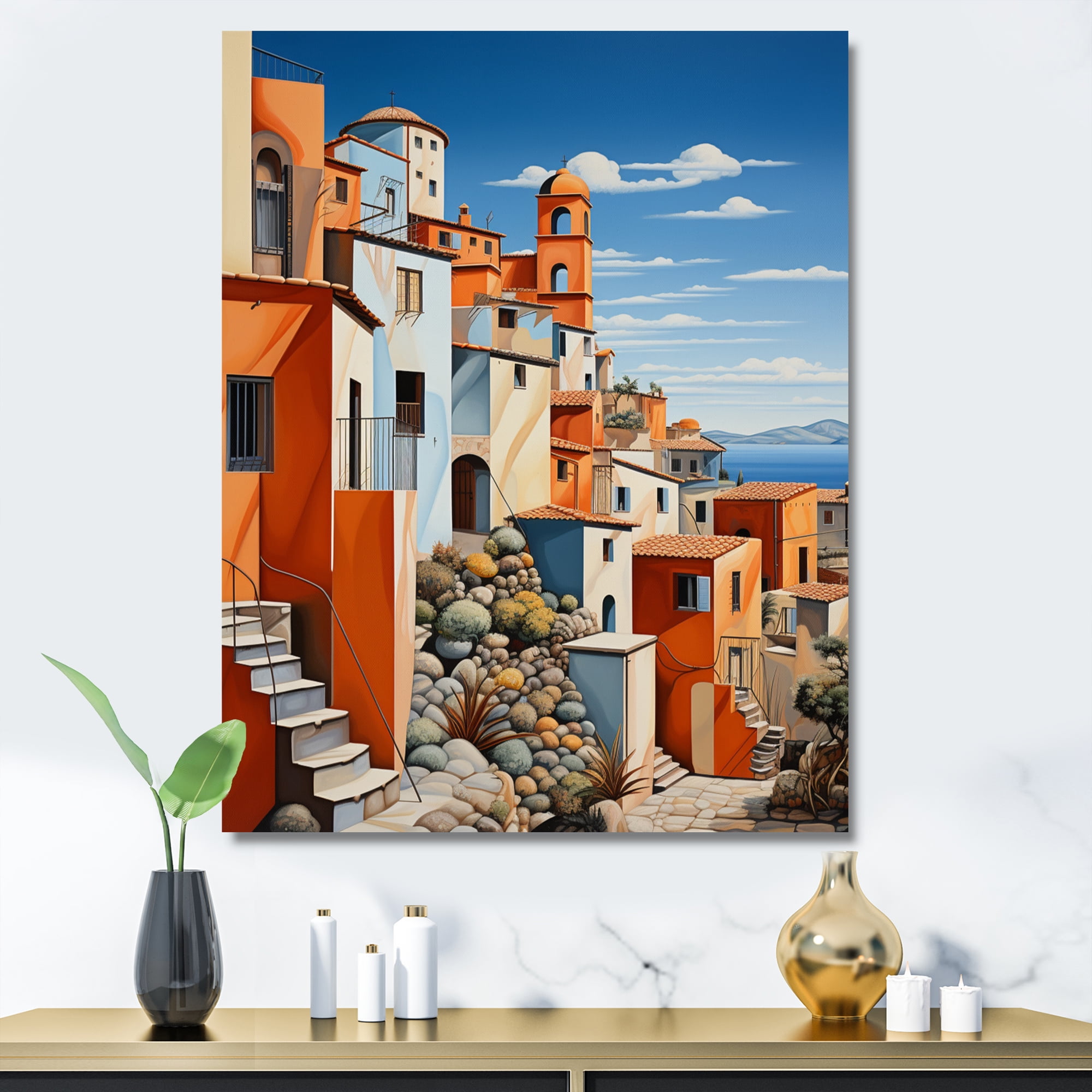 Designart "Tones Fontanas Italy Terracotta wall art X" Cityscapes Wall ...