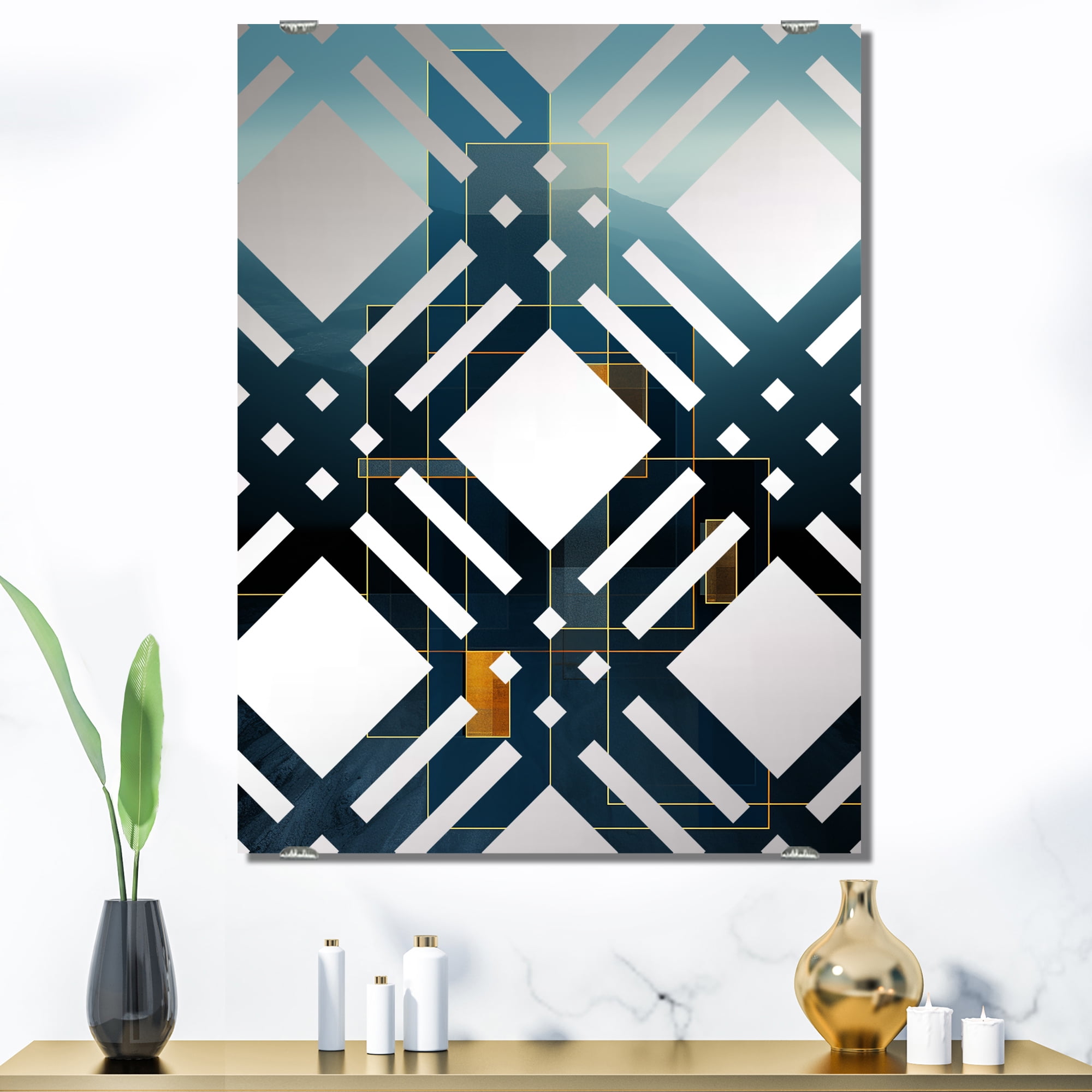 Designart "Tower Collages in Blue" Abstract Collages Oversized Wall ...