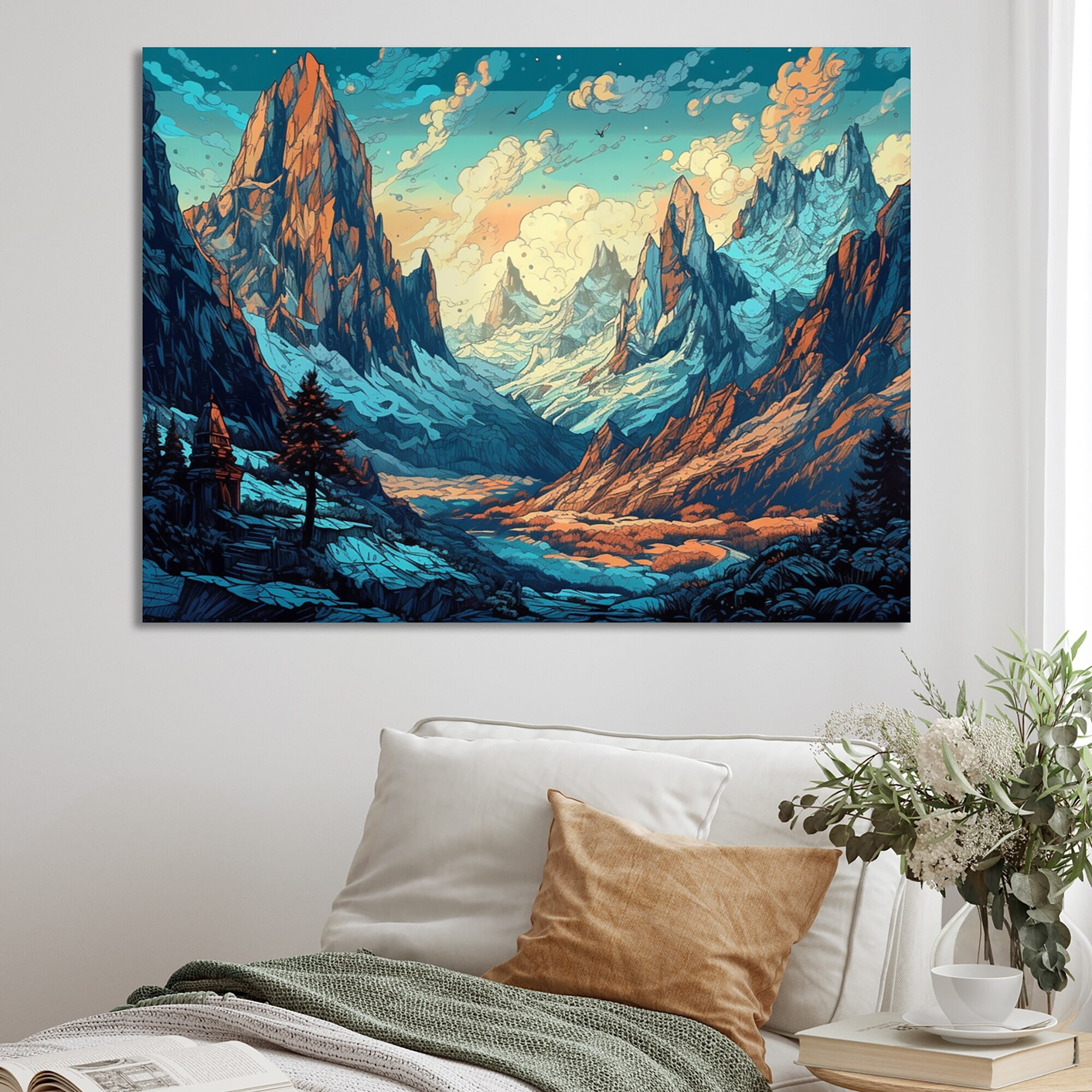 Designart "Towering Mountain Peaks Swiss Alps I" Landscape Mountains ...