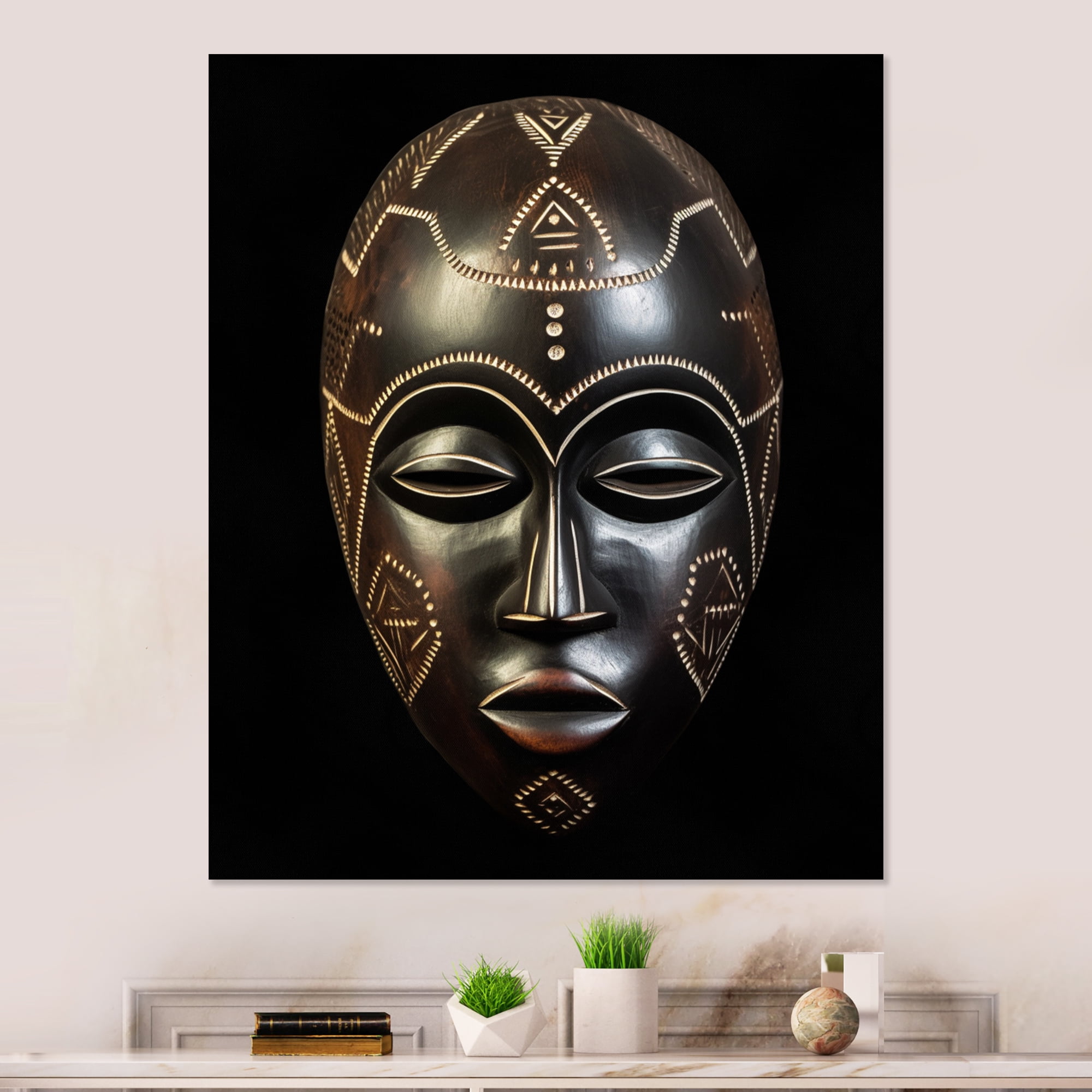 Designart "Traditional African Mask Ethnically Crafted II" African ...