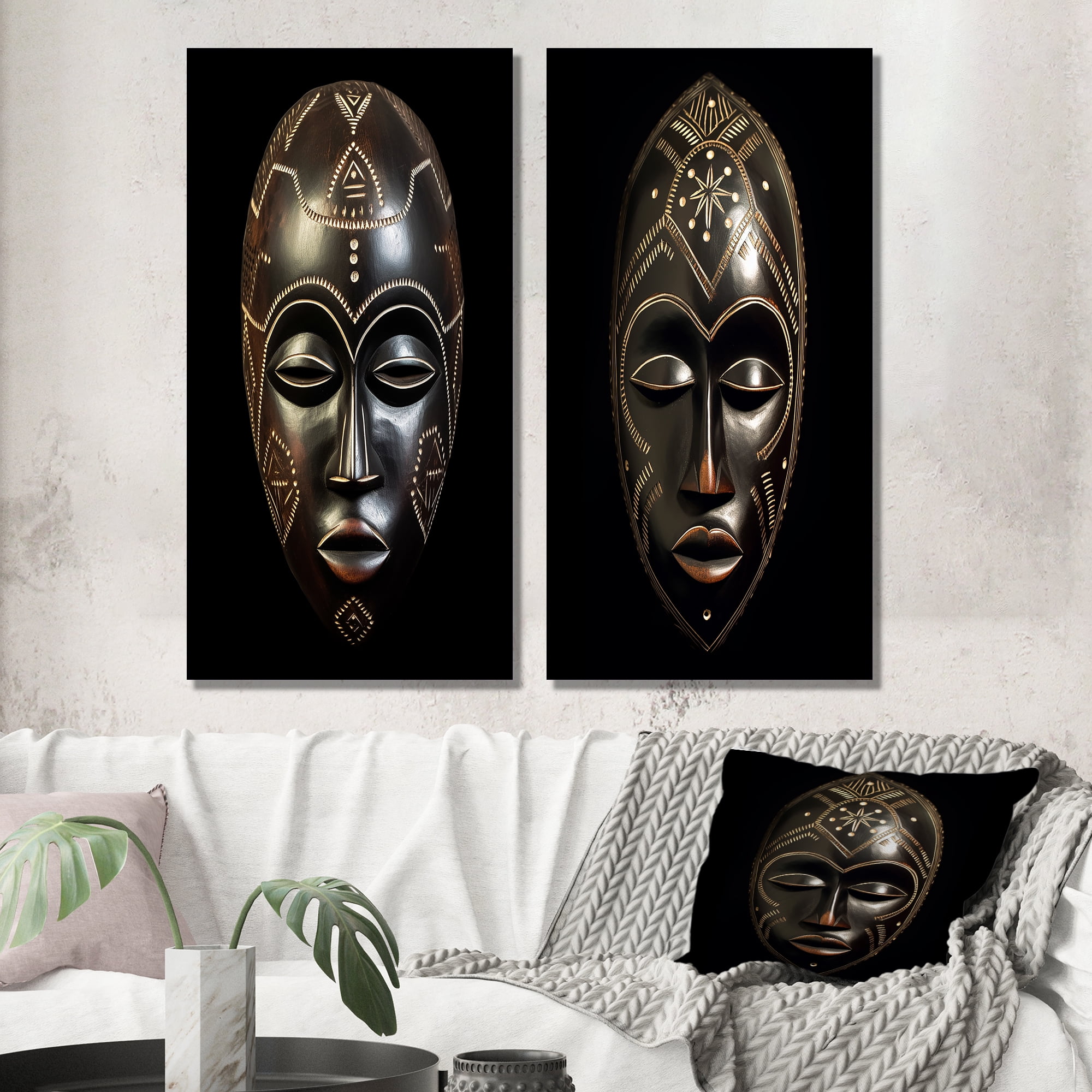 Designart "Traditional African Mask Ethnically Crafted II" African ...