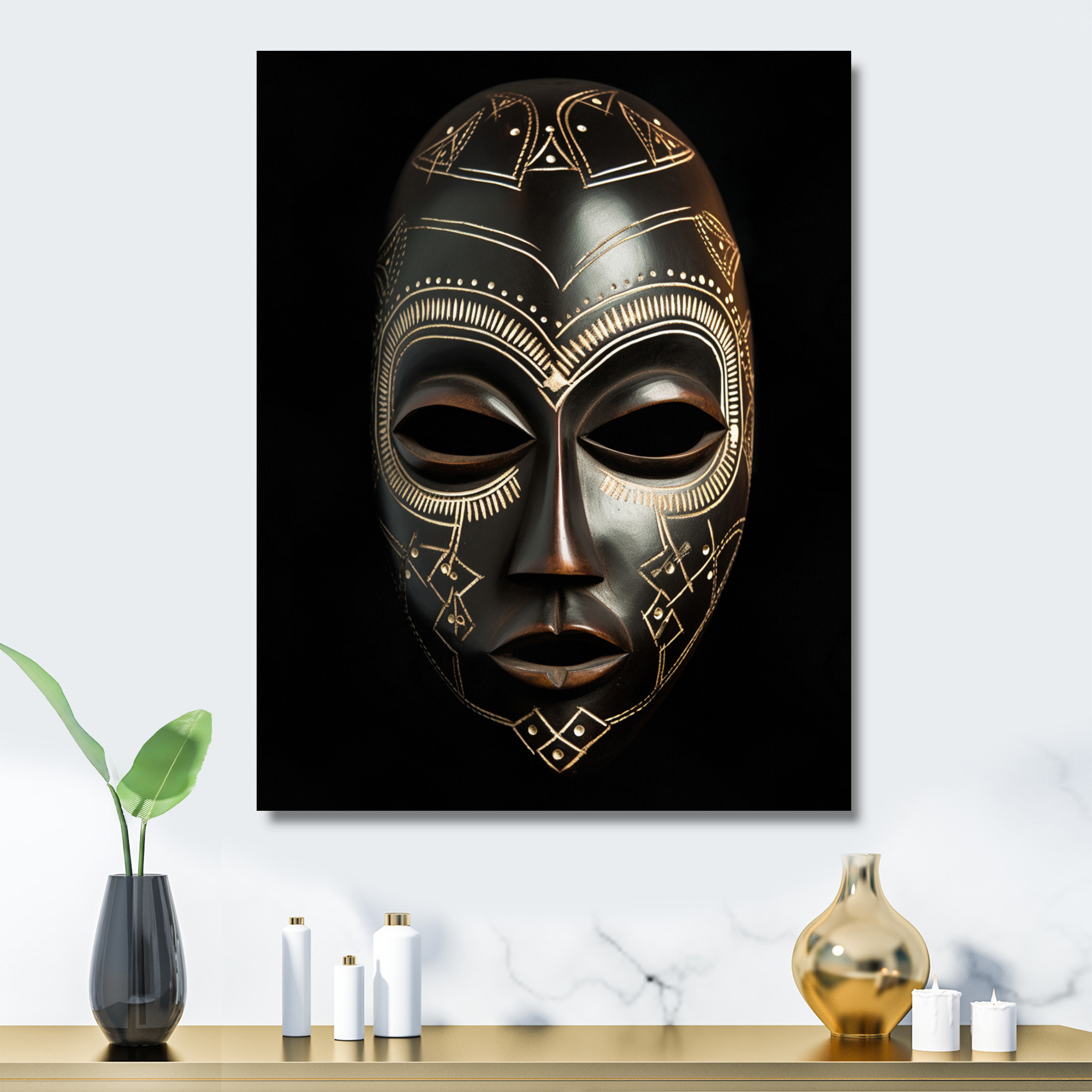 Designart "Traditional African Mask Ethnically Crafted IV" African ...