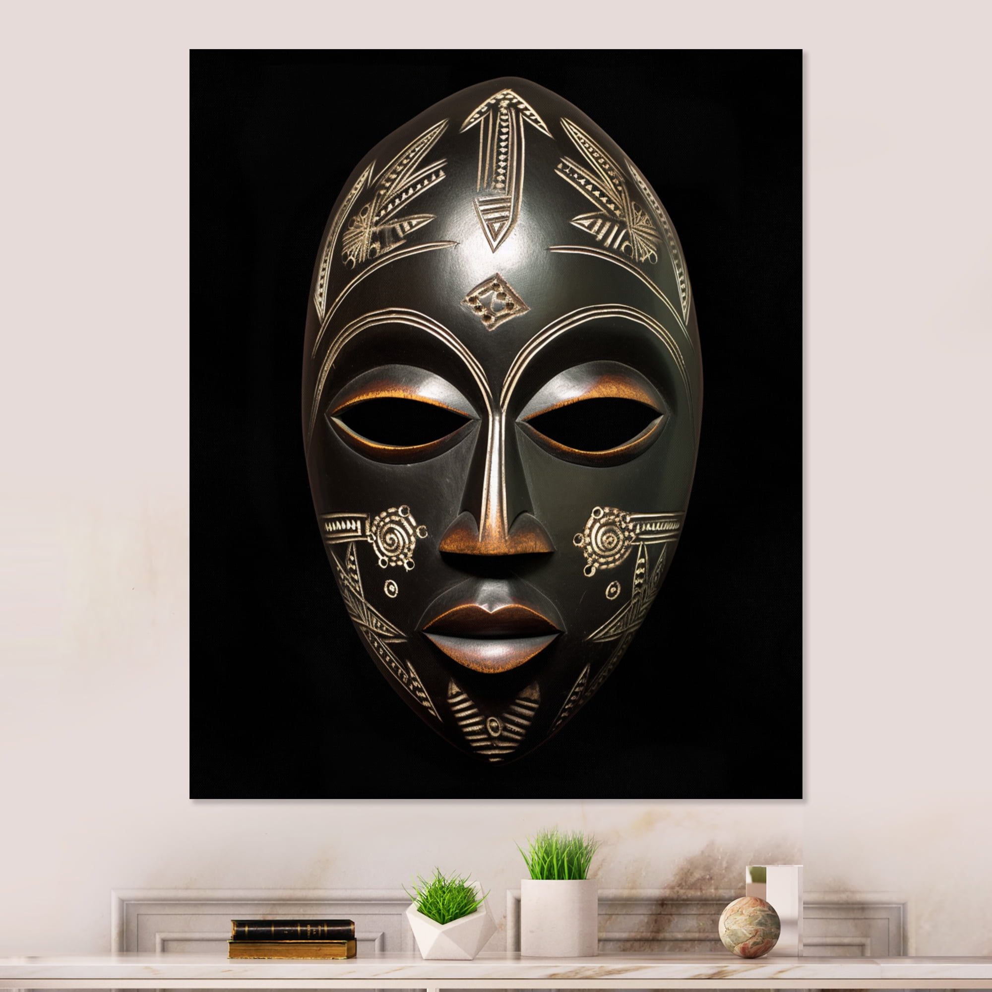 Designart "Traditional African Mask Ethnically Crafted V" African ...
