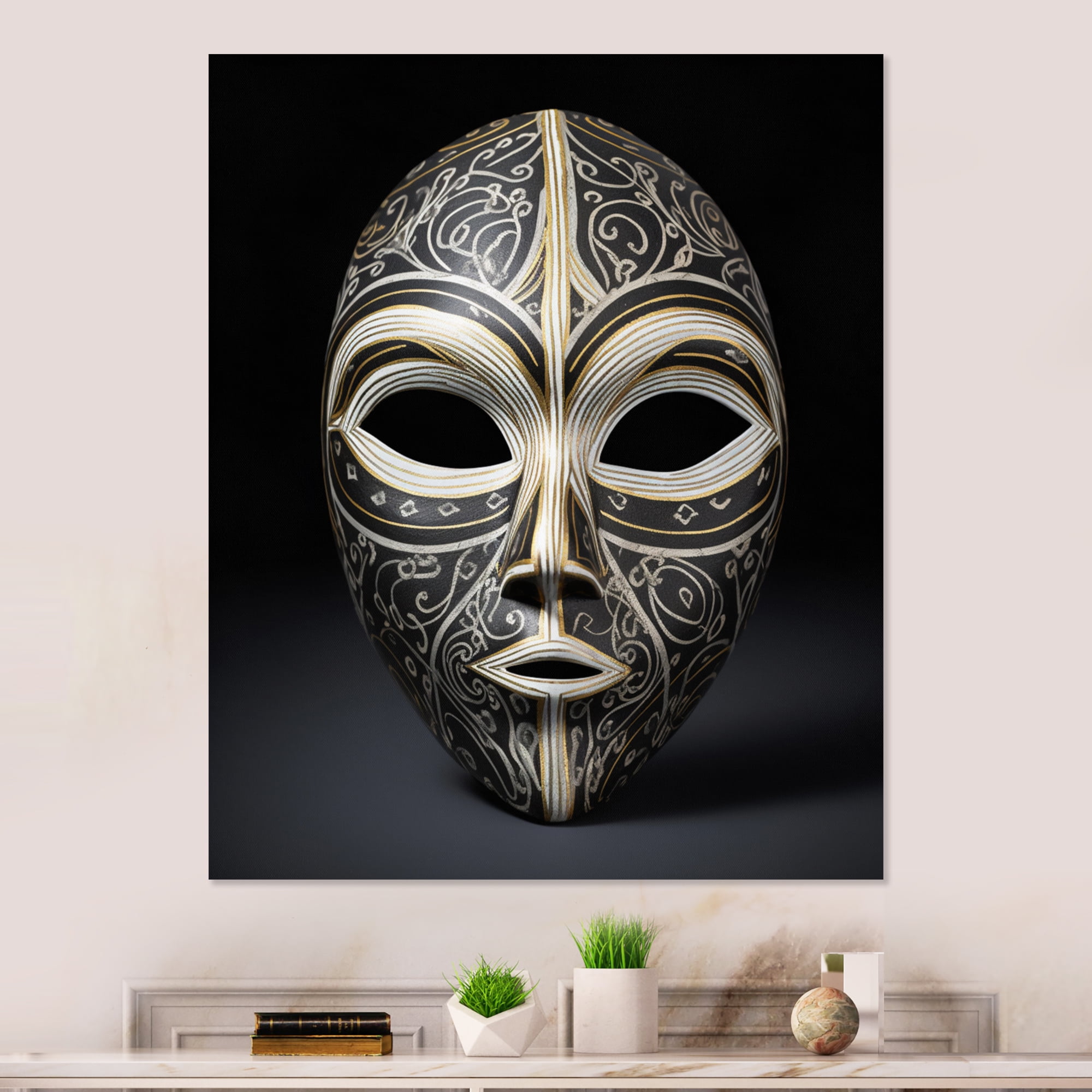 Designart "Traditional African Mask Ethnically Crafted XIV" African ...