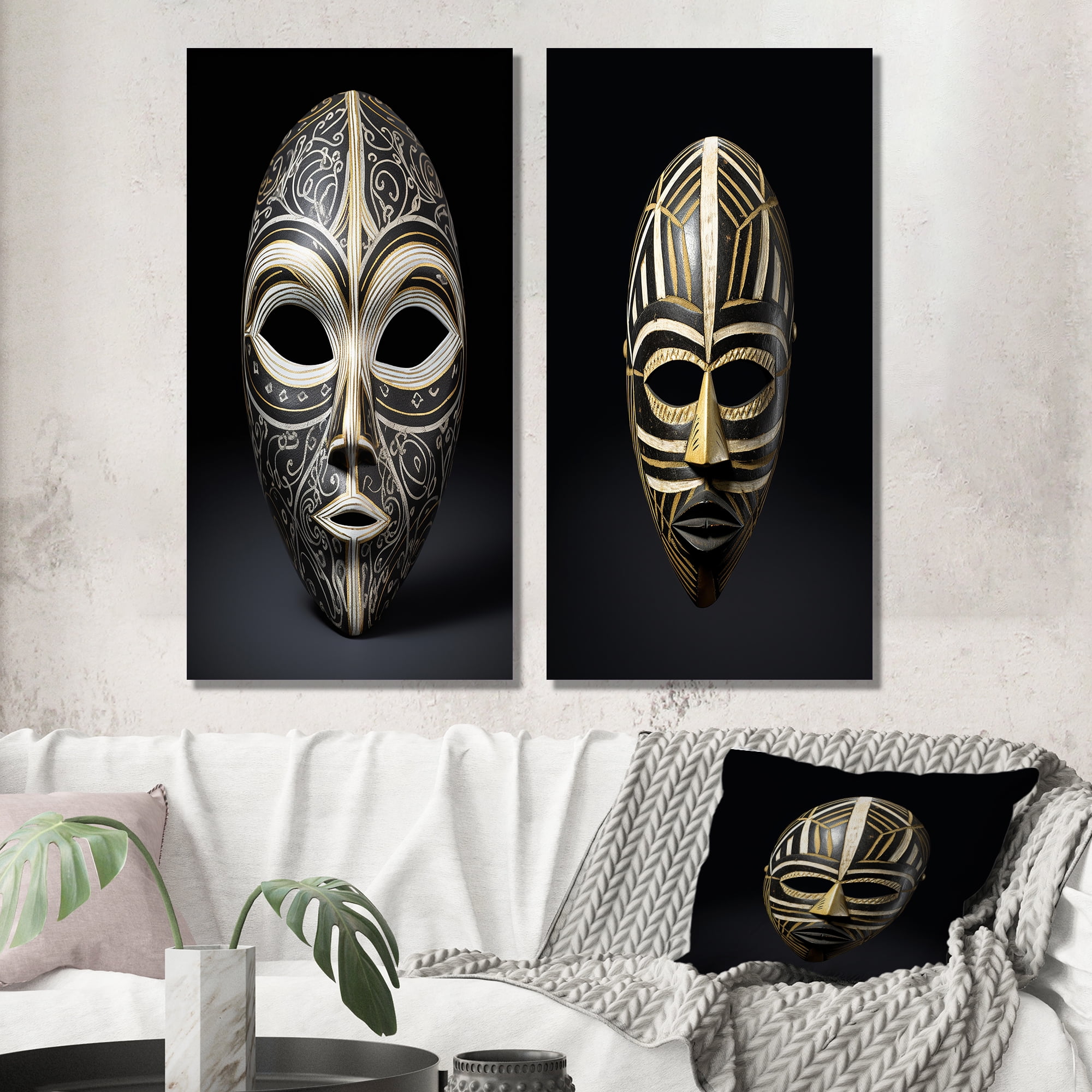 Designart "Traditional African Mask Ethnically Crafted XIV" African ...