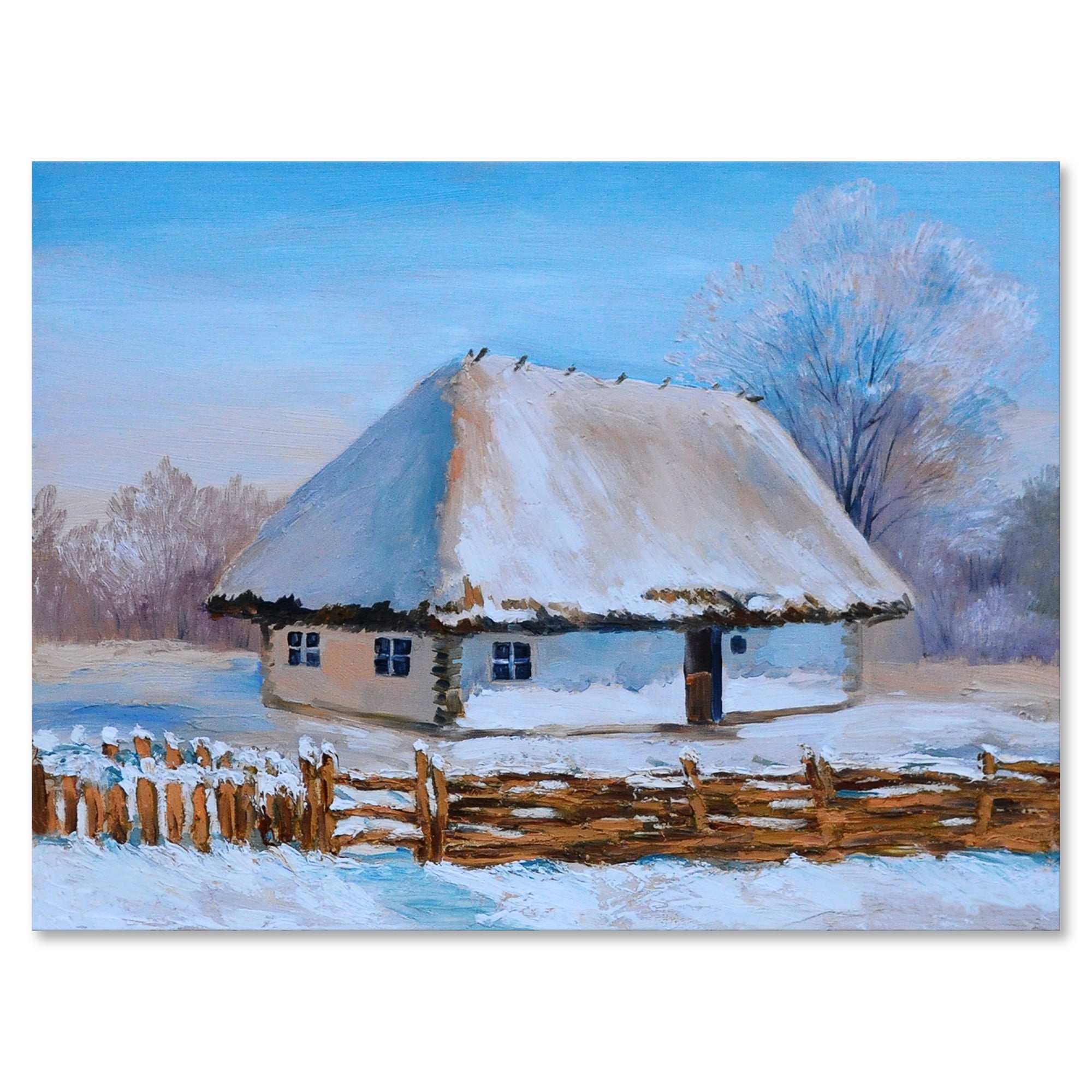 Designart ' Traditional Cottage Covered With Snow In Winter I ...