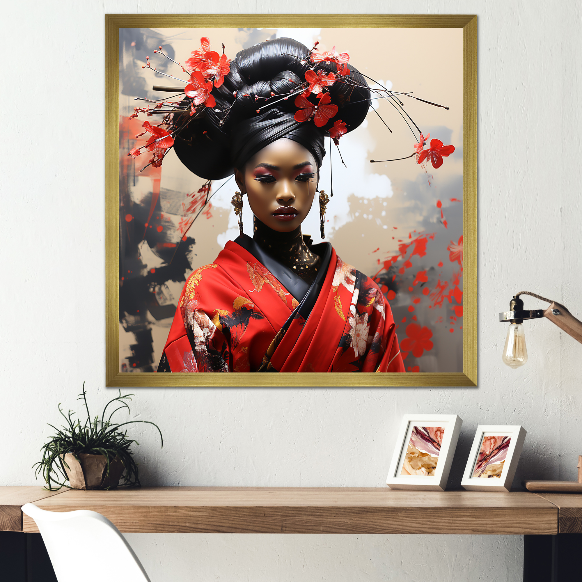Designart "Traditional Japanese Floral Dress" Landscapes Framed Wall ...