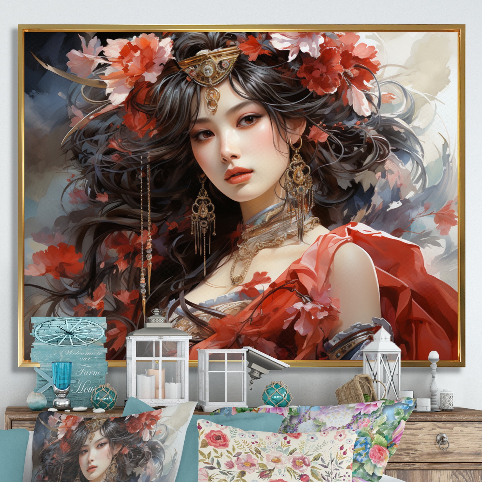 Designart "Traditional Opera China Art painting" Chinese Floater Framed ...