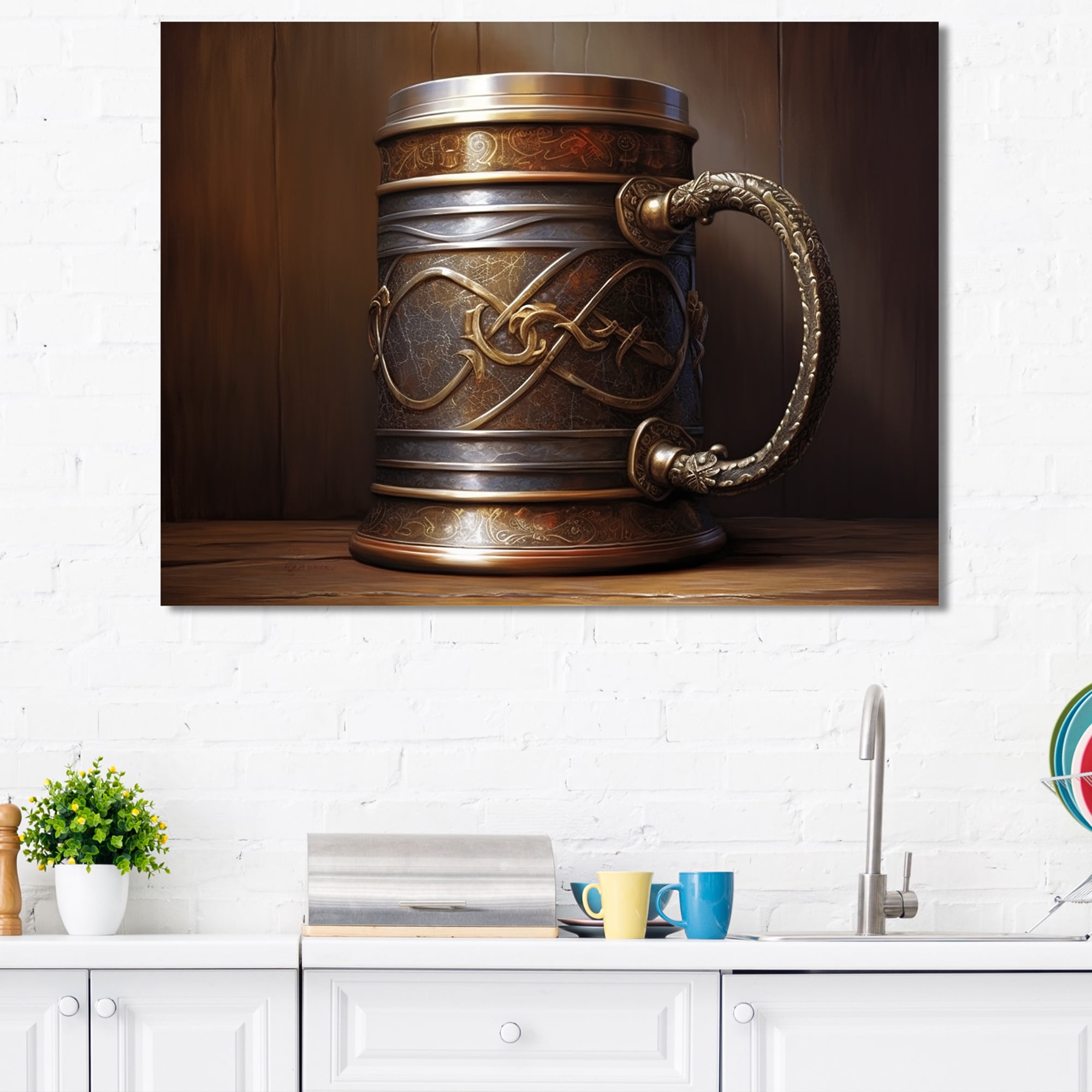 Designart "Traditional Tankard Beer Glass I" Drinkware Wall Decor ...