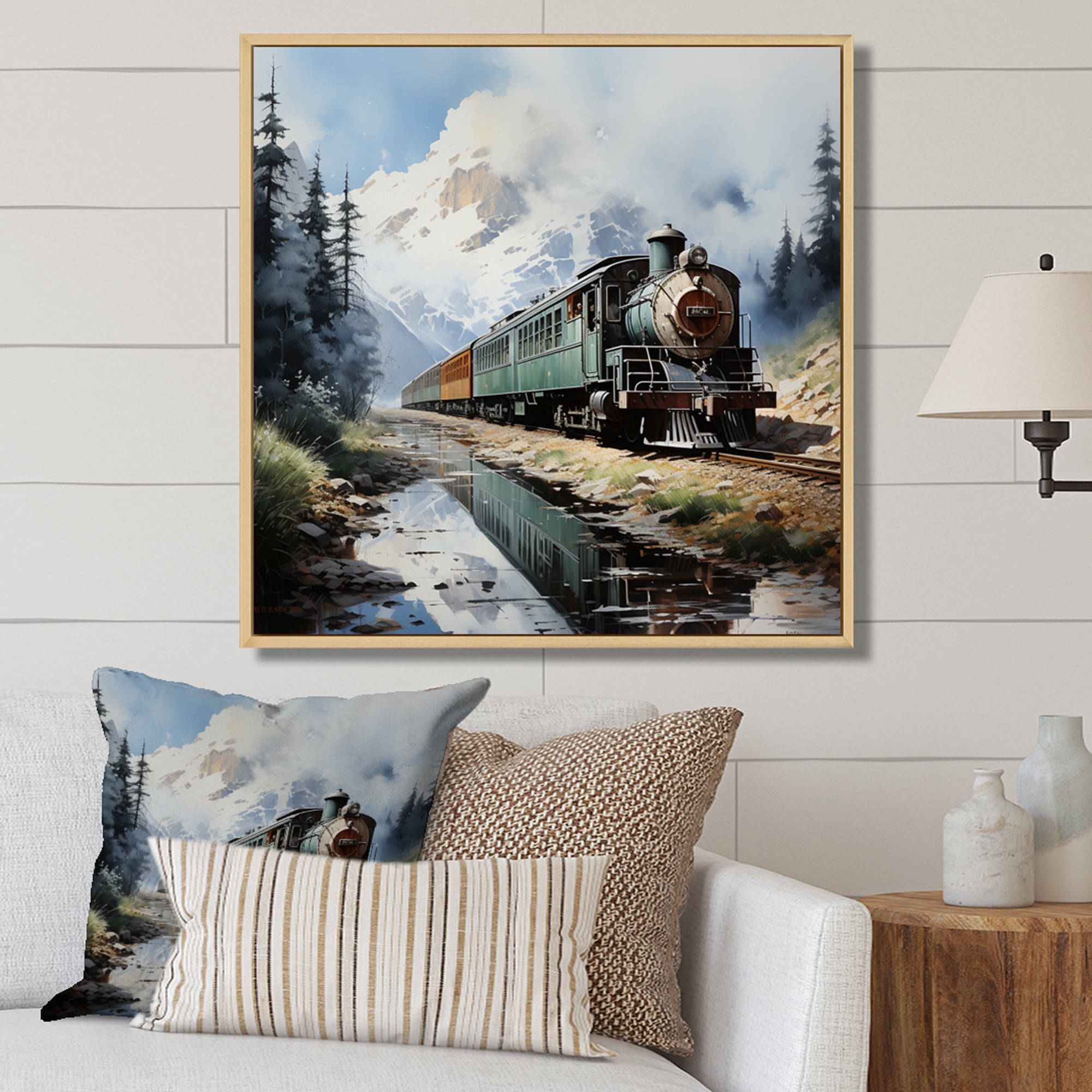 Designart "Train Majestic Passage Painting I" Transportation Floater ...