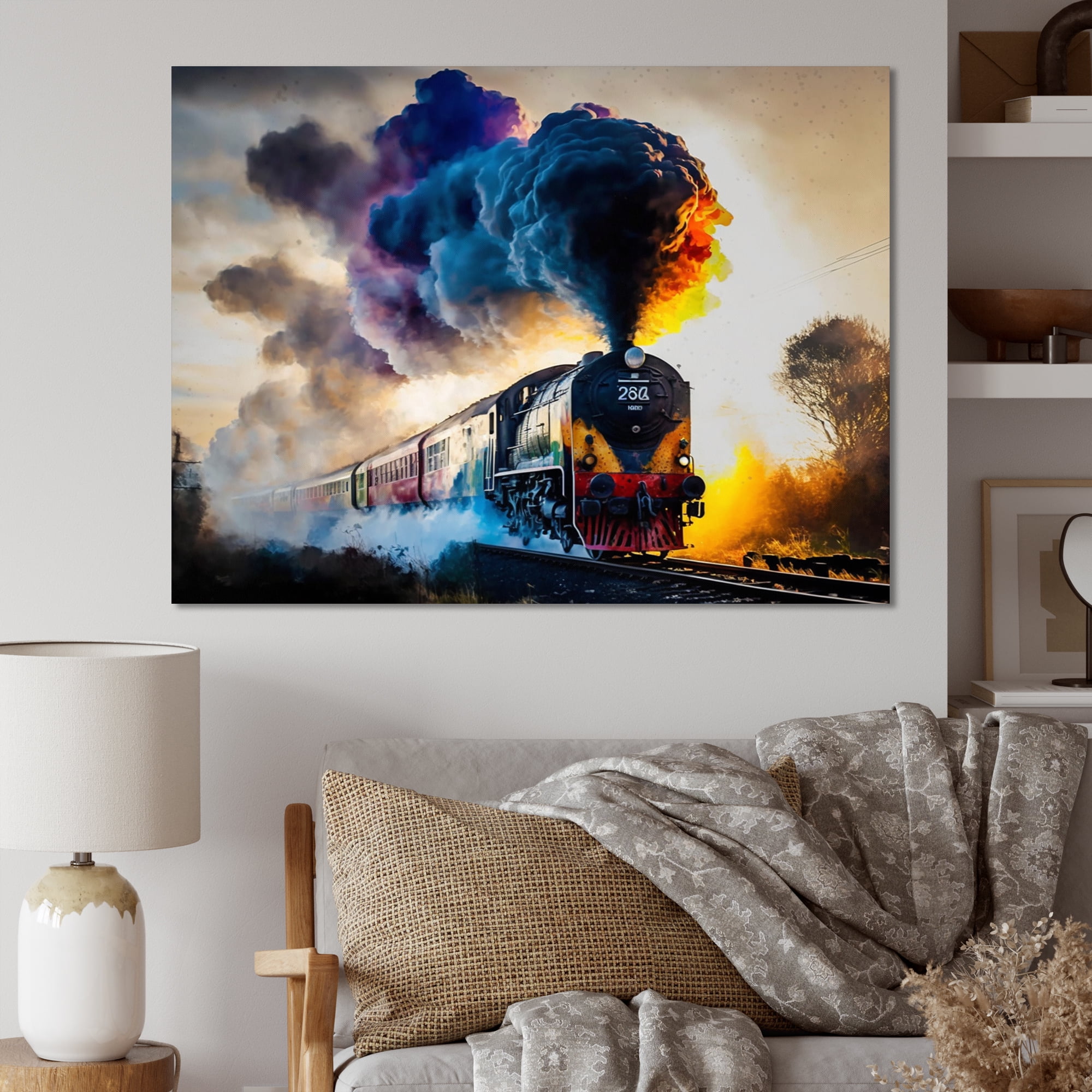 Designart "Train On The Move I" Transportation Train Wall Decor ...