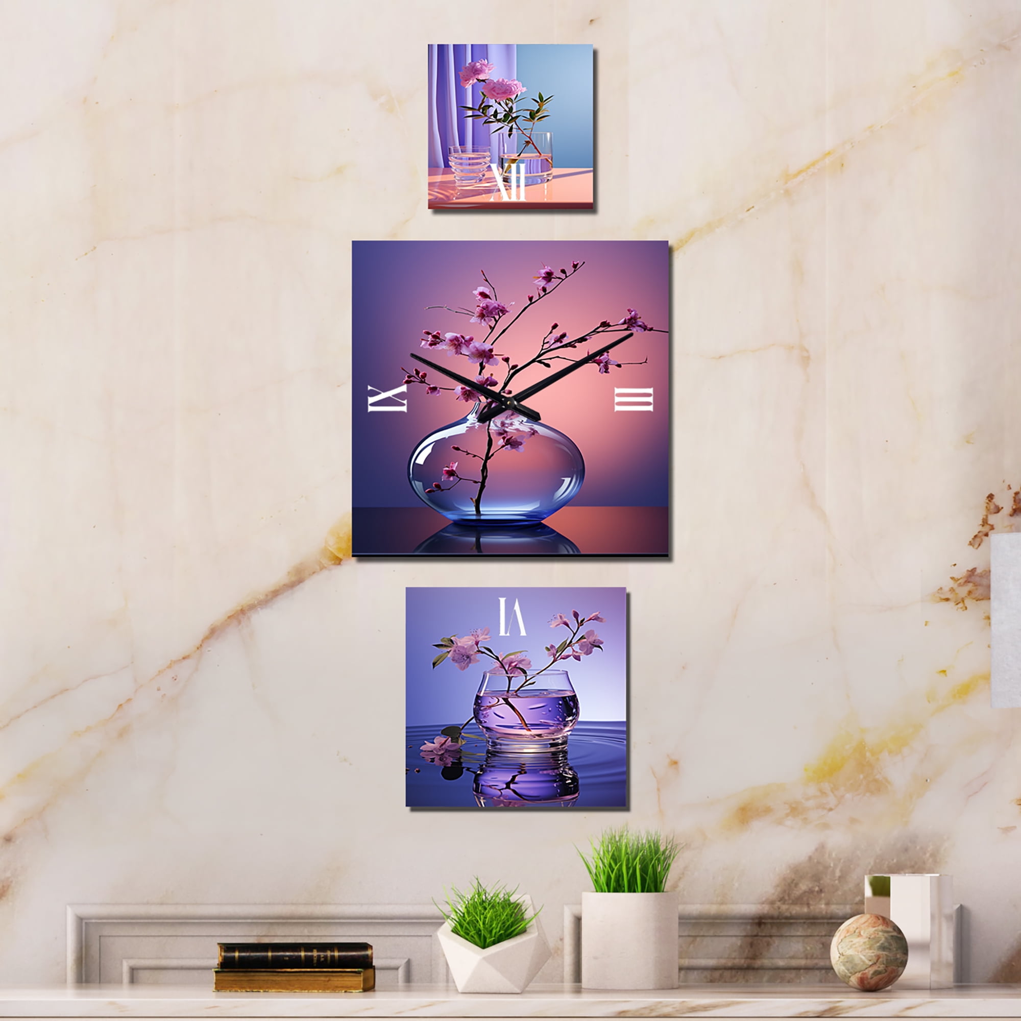 Designart "Tranquil Visionary Vase in Violet" Flowers Oversized Wall ...