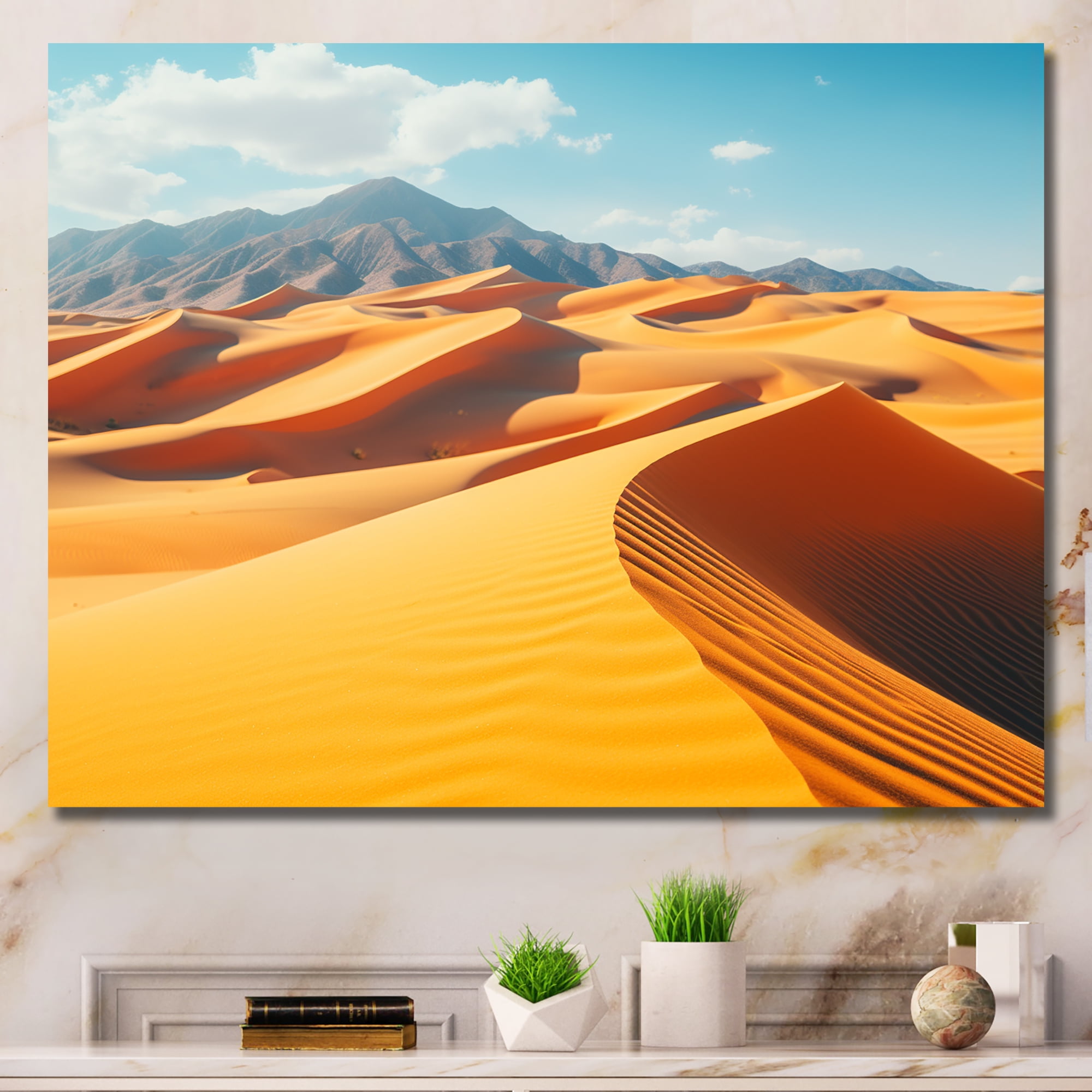 Designart "Tranquil Yellow Sandscape" Extra Large Landscapes Wall Art ...