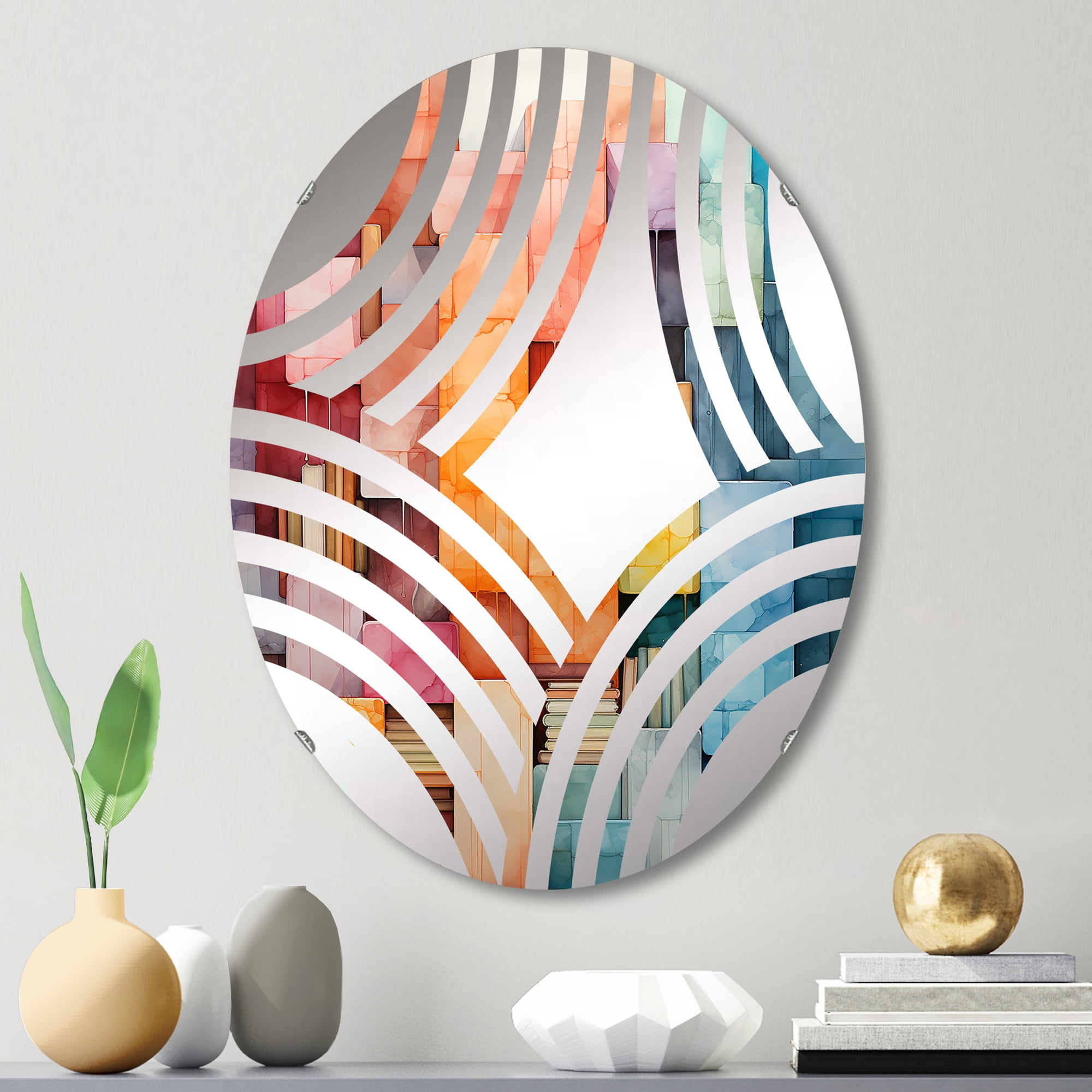 Designart "Tranquility in Colorful Cubic Minimalism" Abstract Collages ...