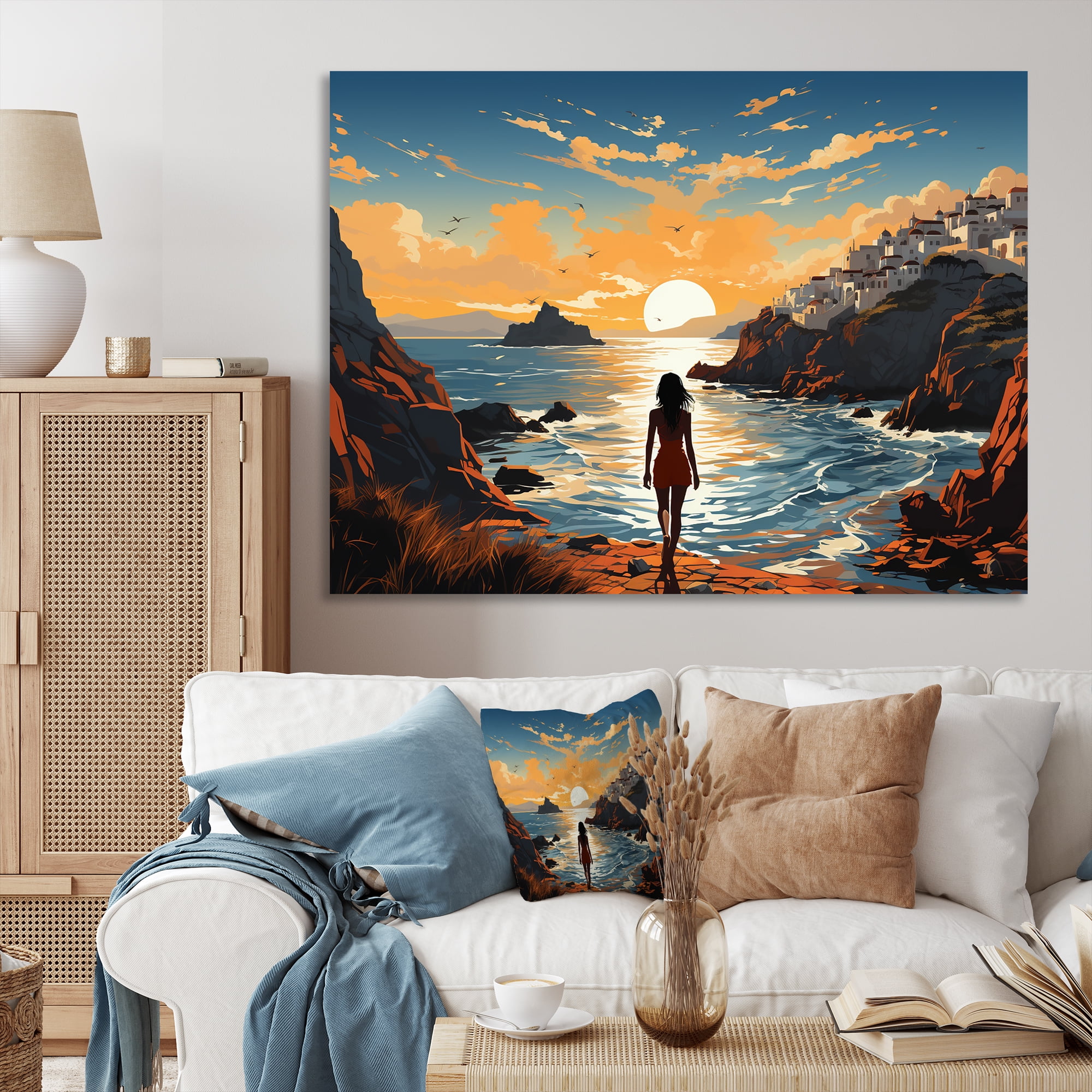 Designart "Tranquility in Seaside Sunset Solitude" Extra Large ...