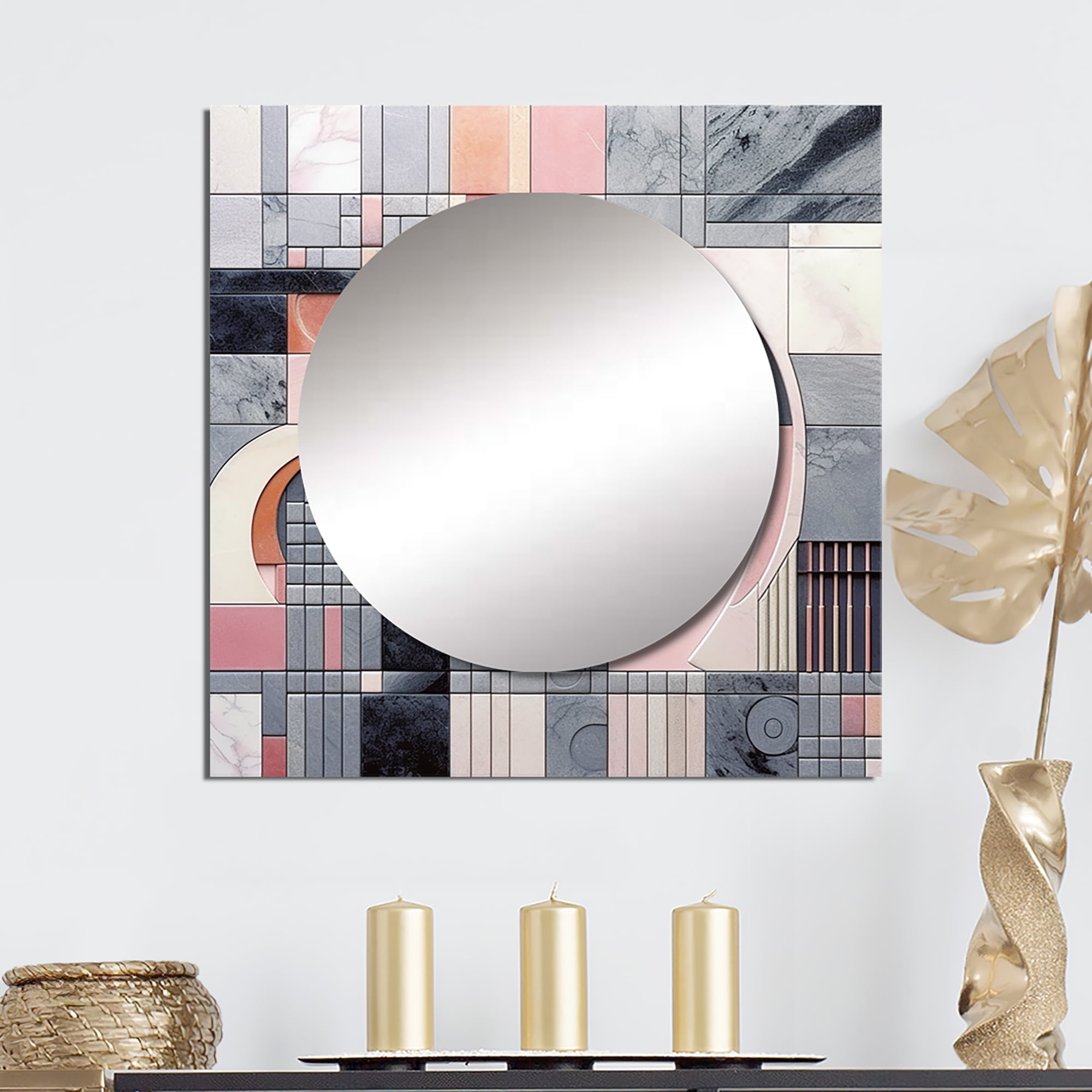 Designart "Transcendent Angles in Pink III" Abstract Shapes Square ...