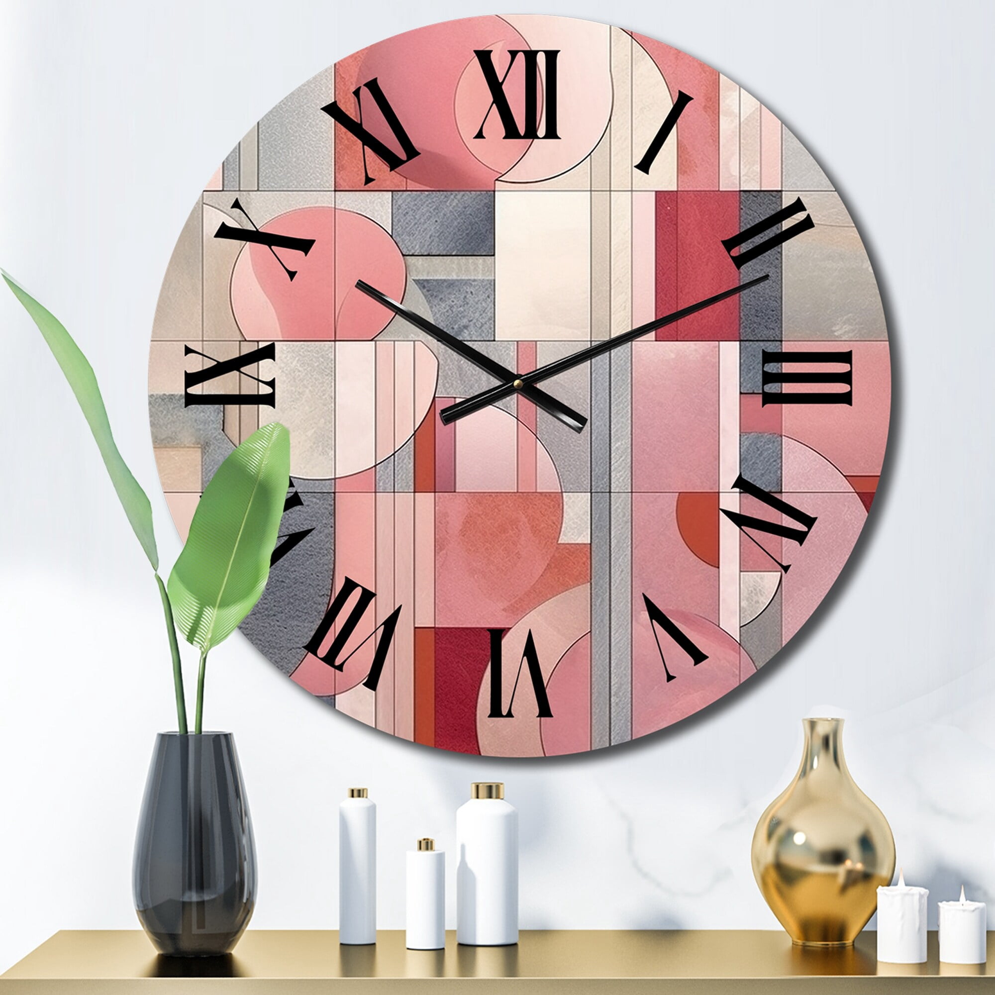 Designart "Transcendent Angles in Pink IV" Abstract Shapes Oversized ...