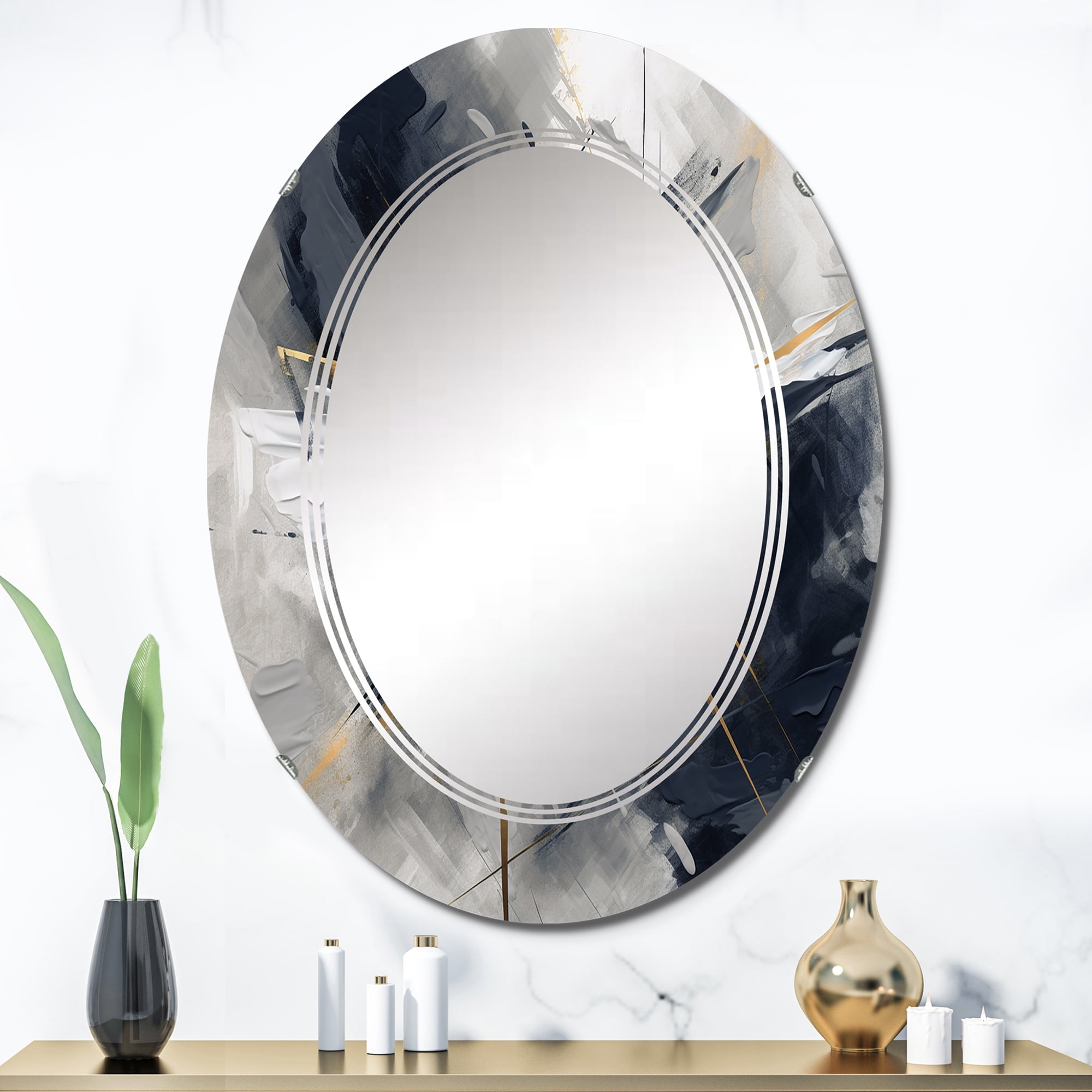 Designart "Transcendent Impressions in Grey and Gold III" Abstract ...