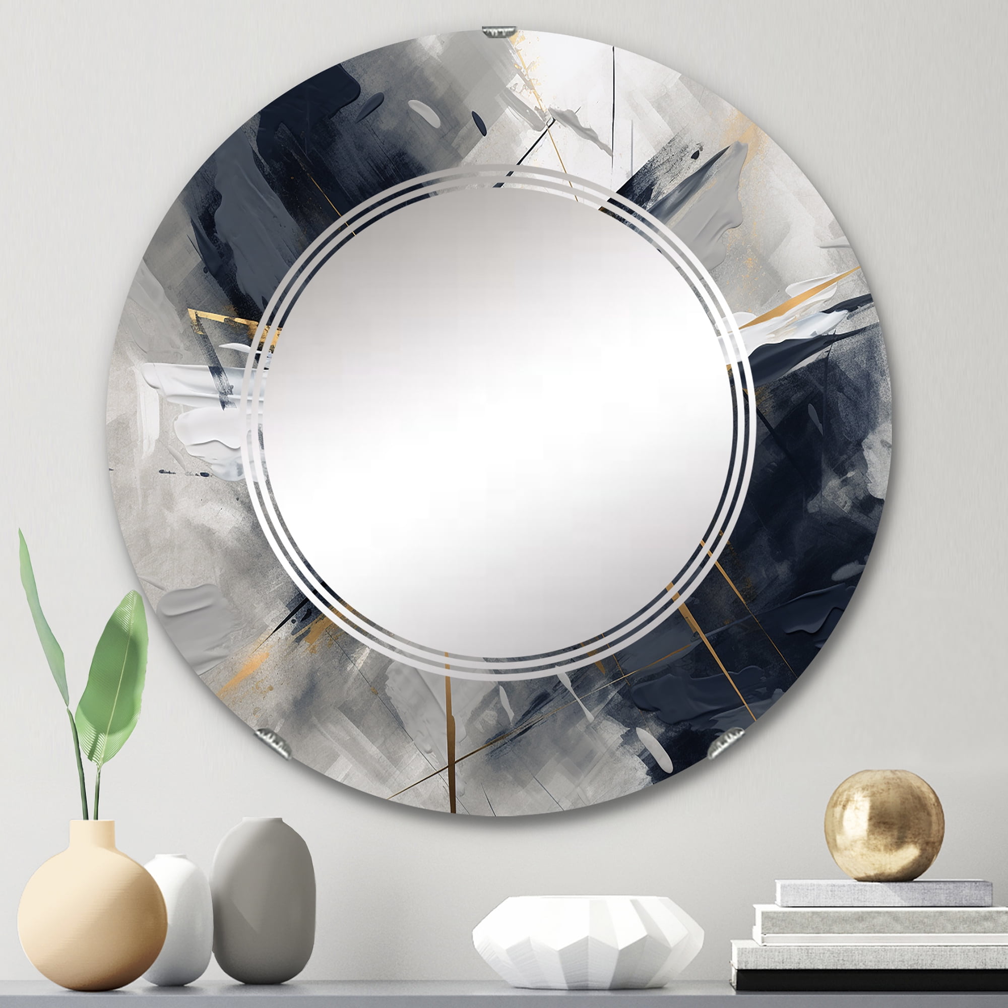 Designart "Transcendent Impressions in Grey and Gold III" Abstract ...