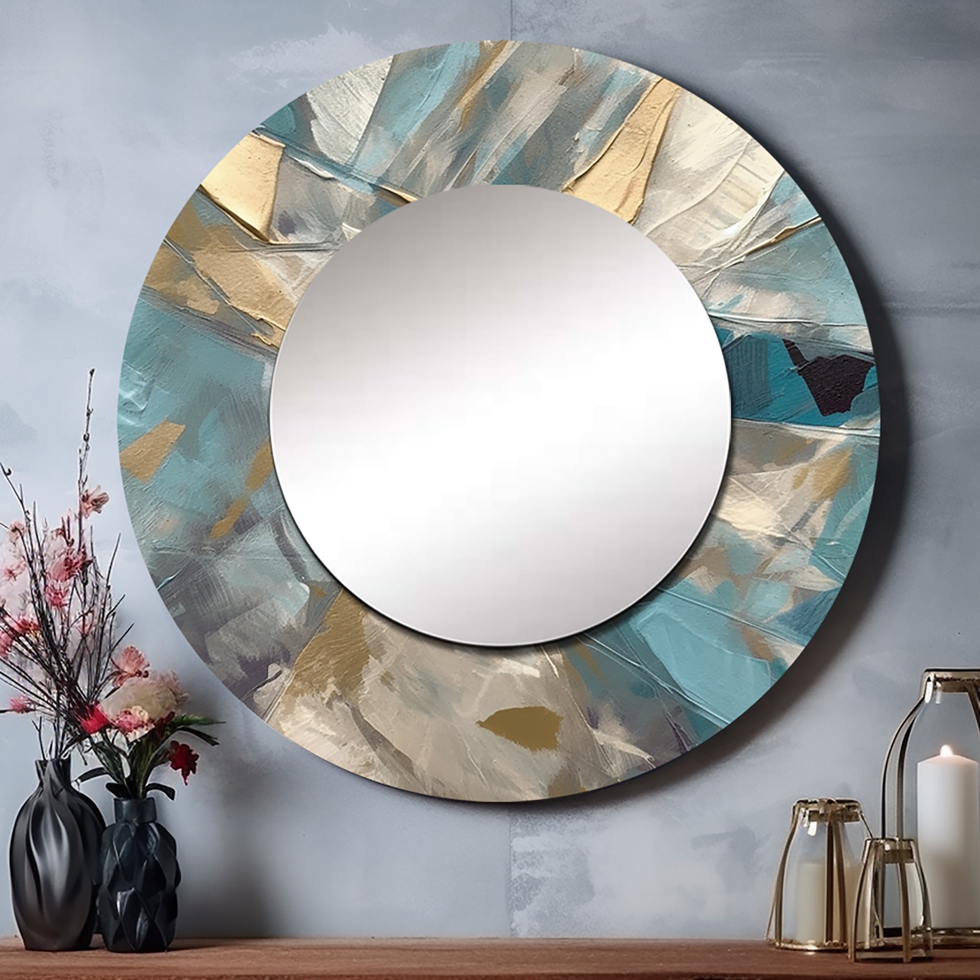 Designart "Transcendent Liquid Ink Blue and Gold I" Abstract Marble ...