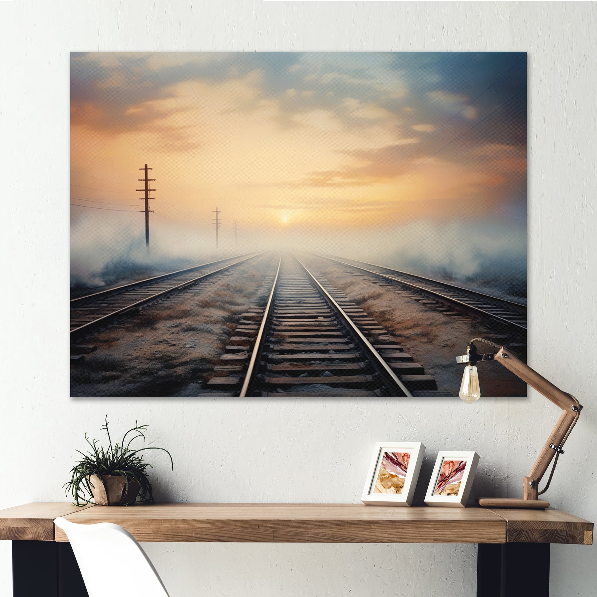 Designart "Transcendent Train Tracks" Transportation Canvas Wall Art ...