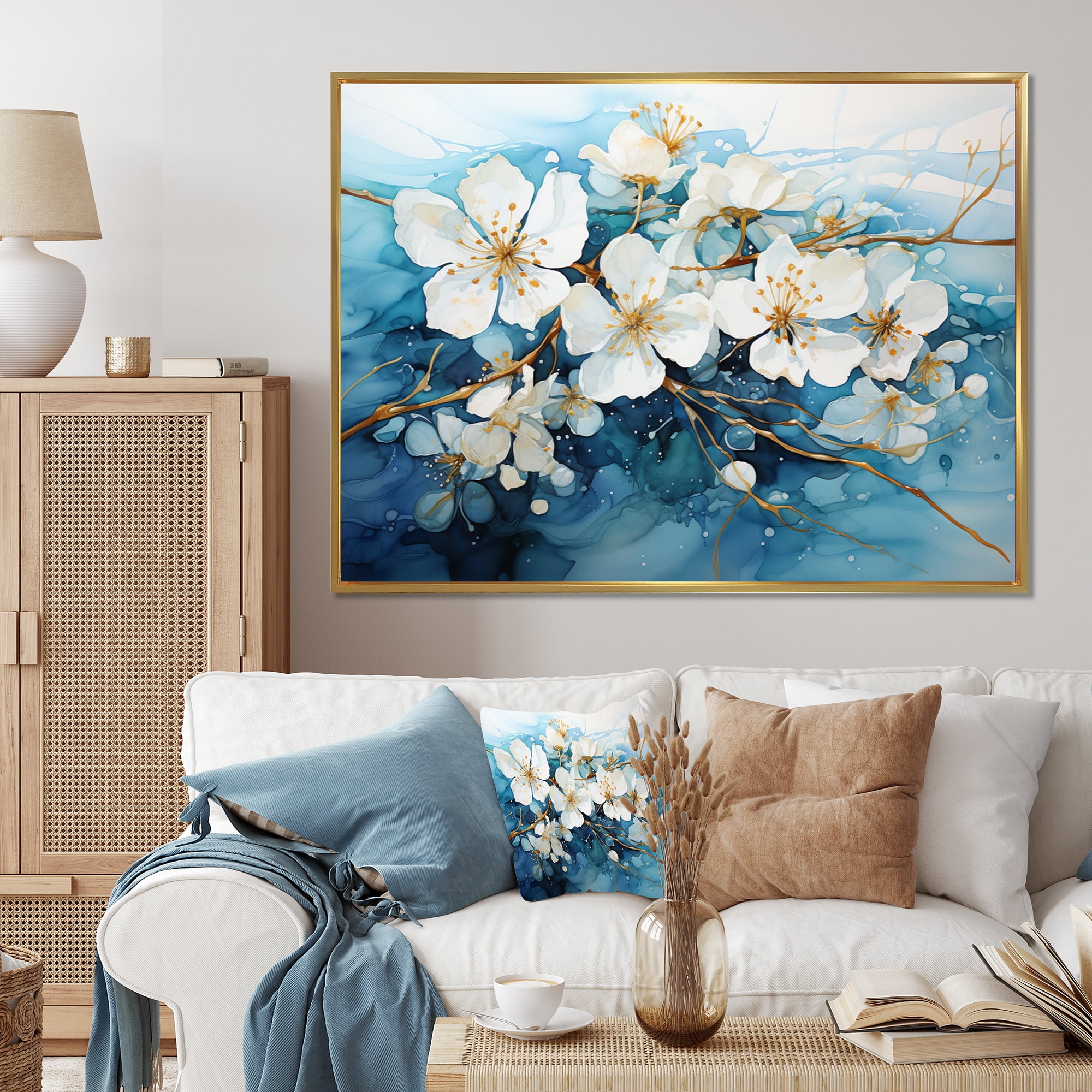 Designart "Transcendent Waters in Drips" Modern Floater Framed Wall Art ...