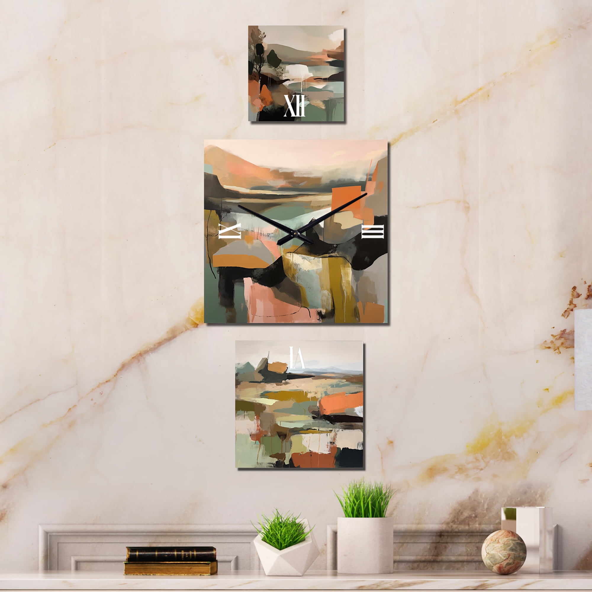 Designart "Transcending Reality Green and Beige III" Abstract Oversized ...