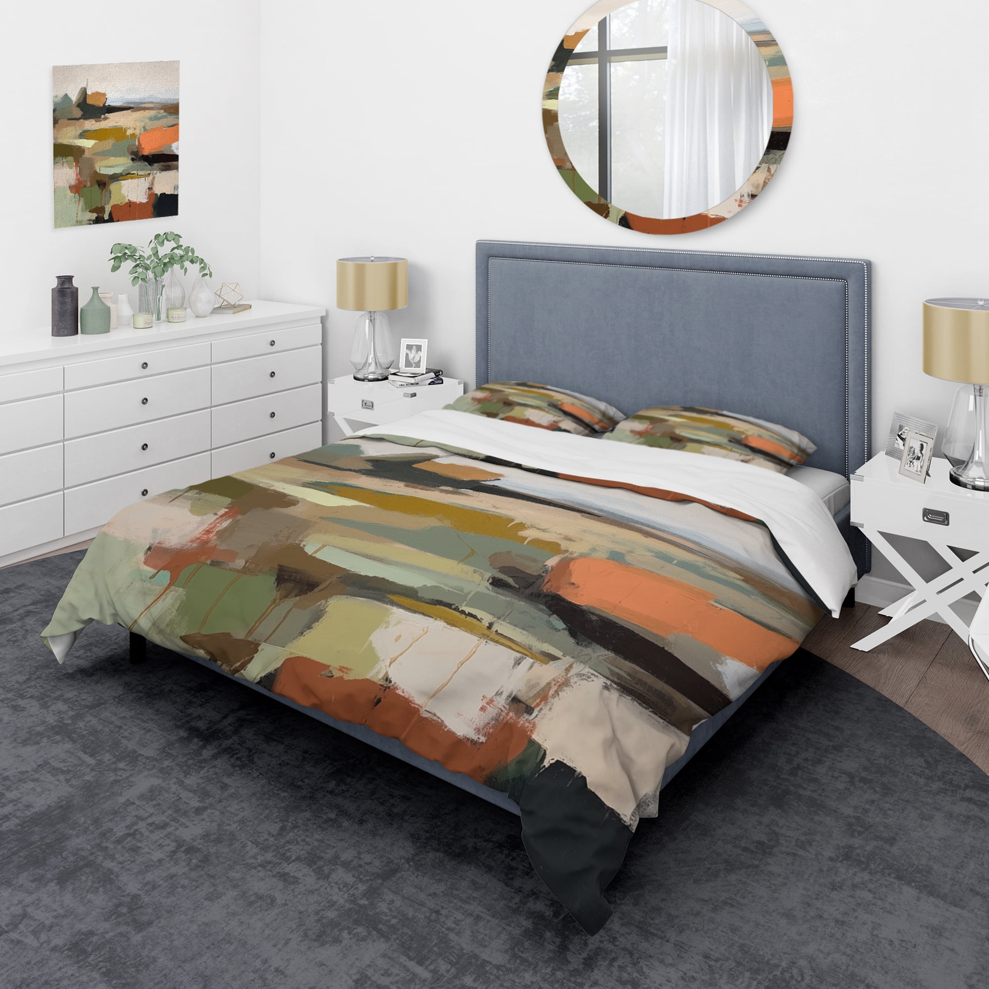 Designart "Transcending Reality Green and Beige III" Abstract Painting ...