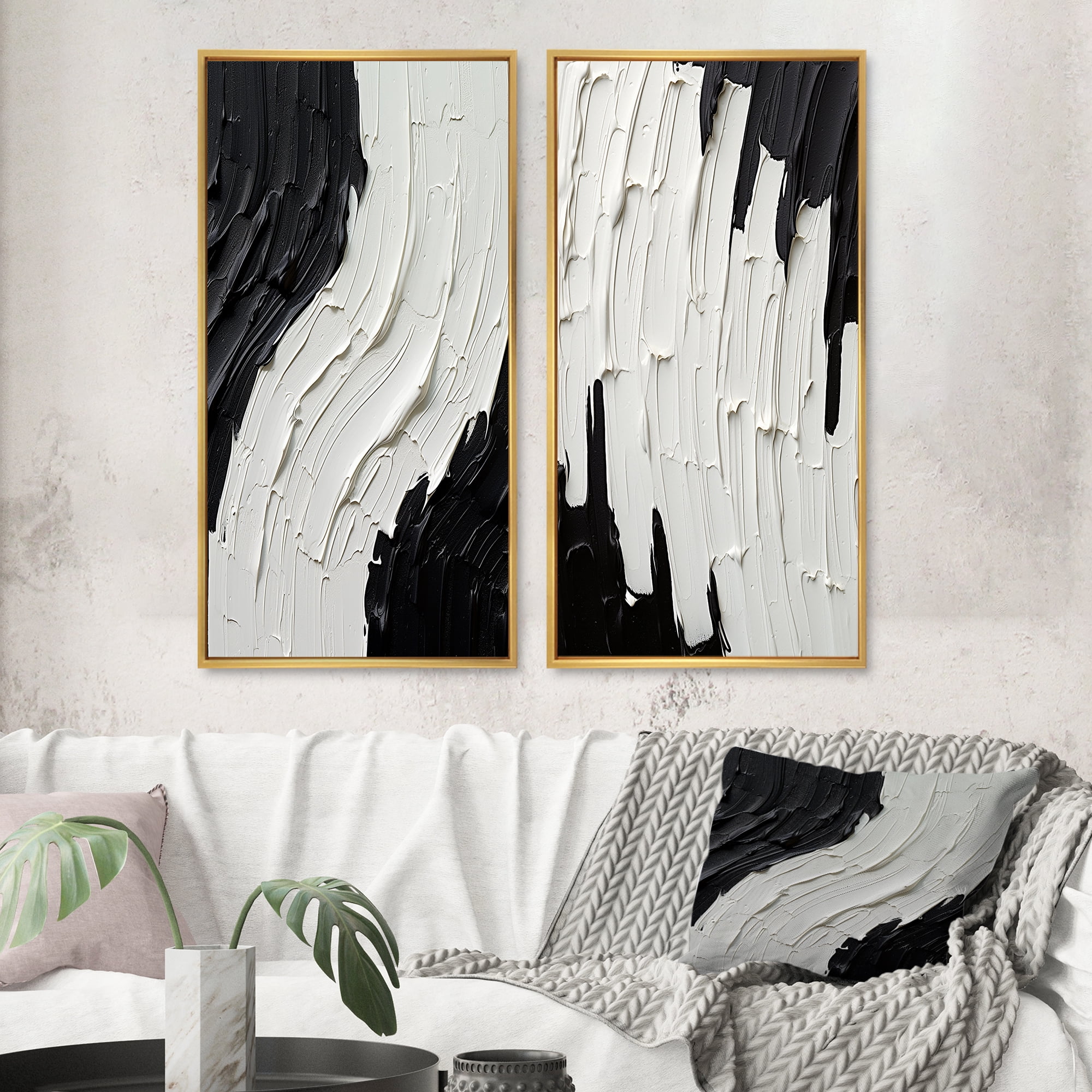 Designart "Transient Essence Monochrome Abstract Symphony II" Abstract ...