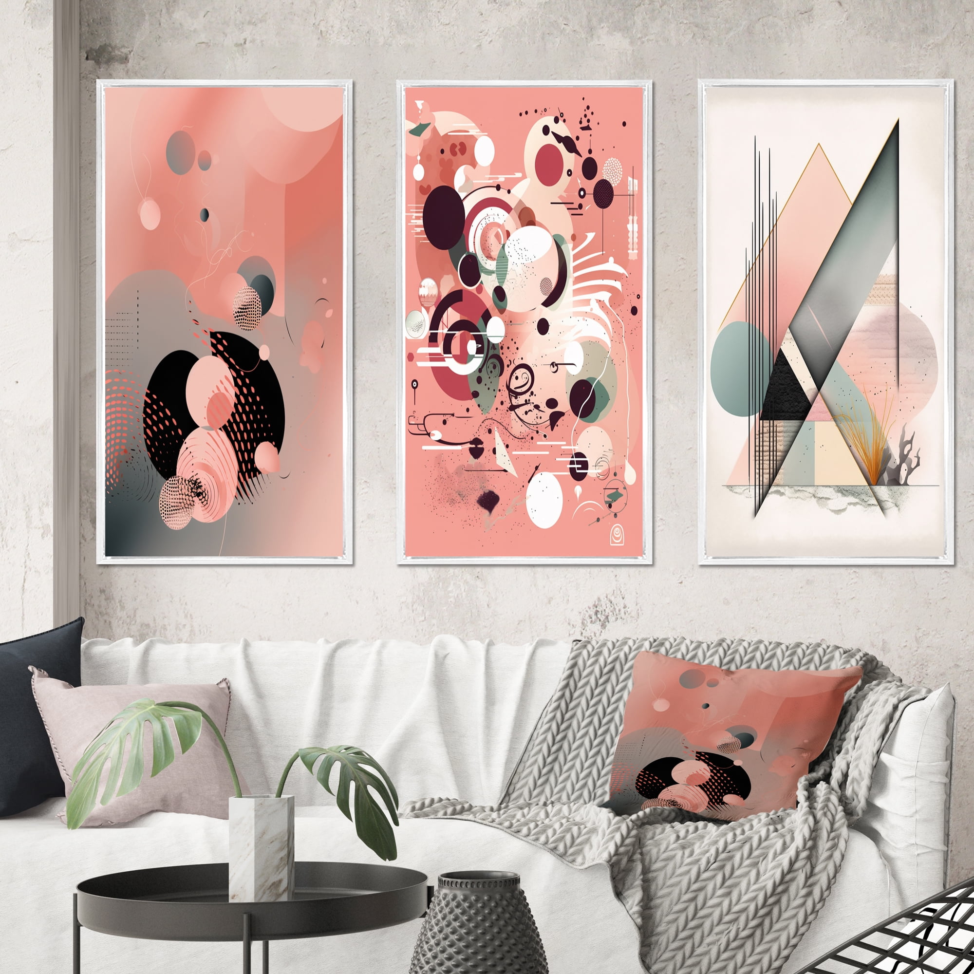 Designart "Transient Grace Pink Minimalism II" Minimalism Framed Wall ...