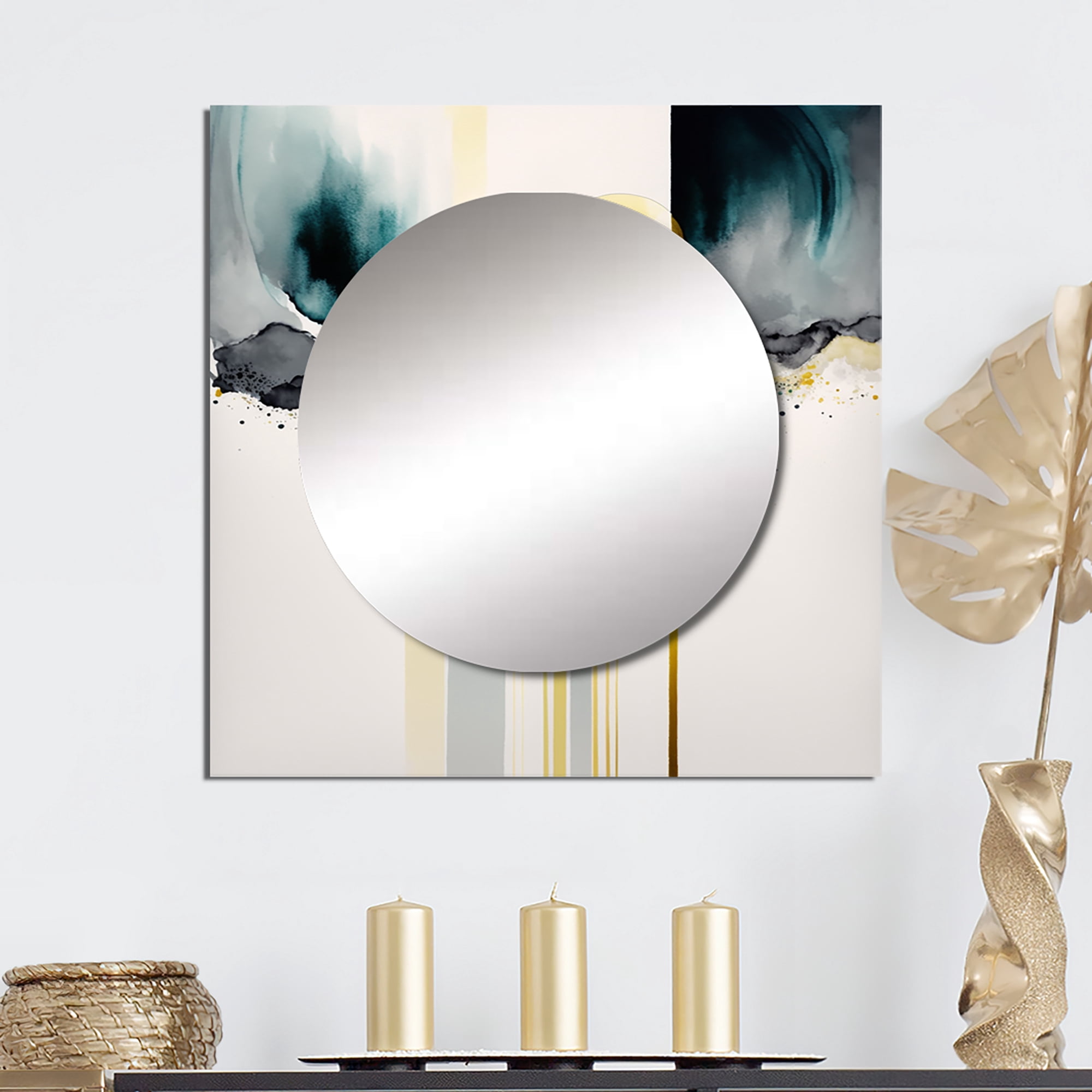 Designart "Transitional Black Shapes V" Animals Black Large Square ...