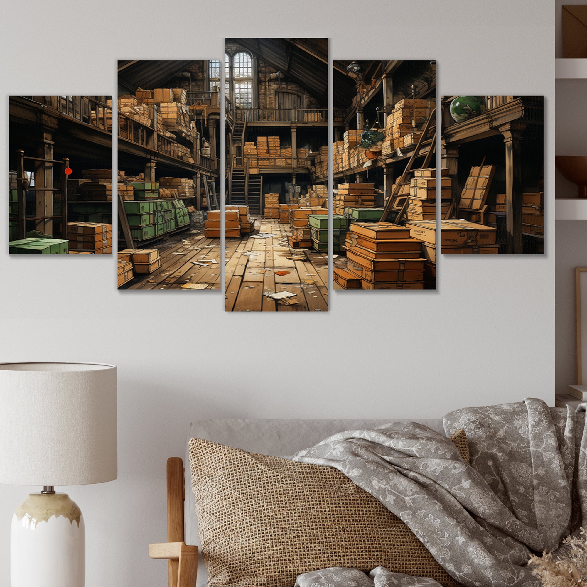Designart "Treasures Concealed in Warehouses V" Warehouses Metal Wall ...