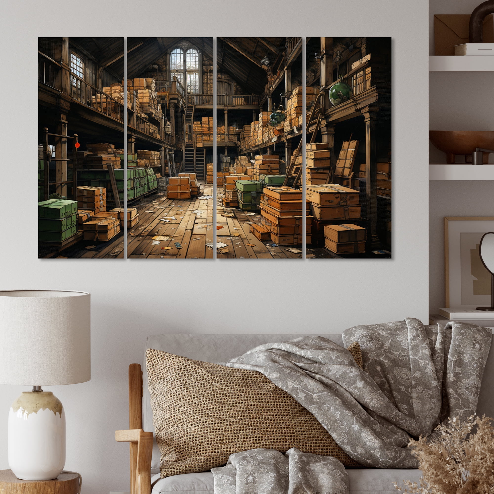 Designart "Treasures Concealed in Warehouses V" Warehouses Metal Wall ...