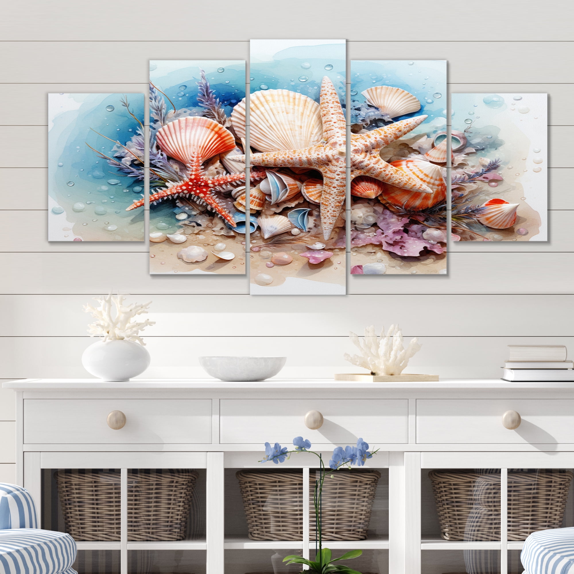 Designart "Treasures Of The Sea Nautical Wonders" Coastal Metal Wall ...