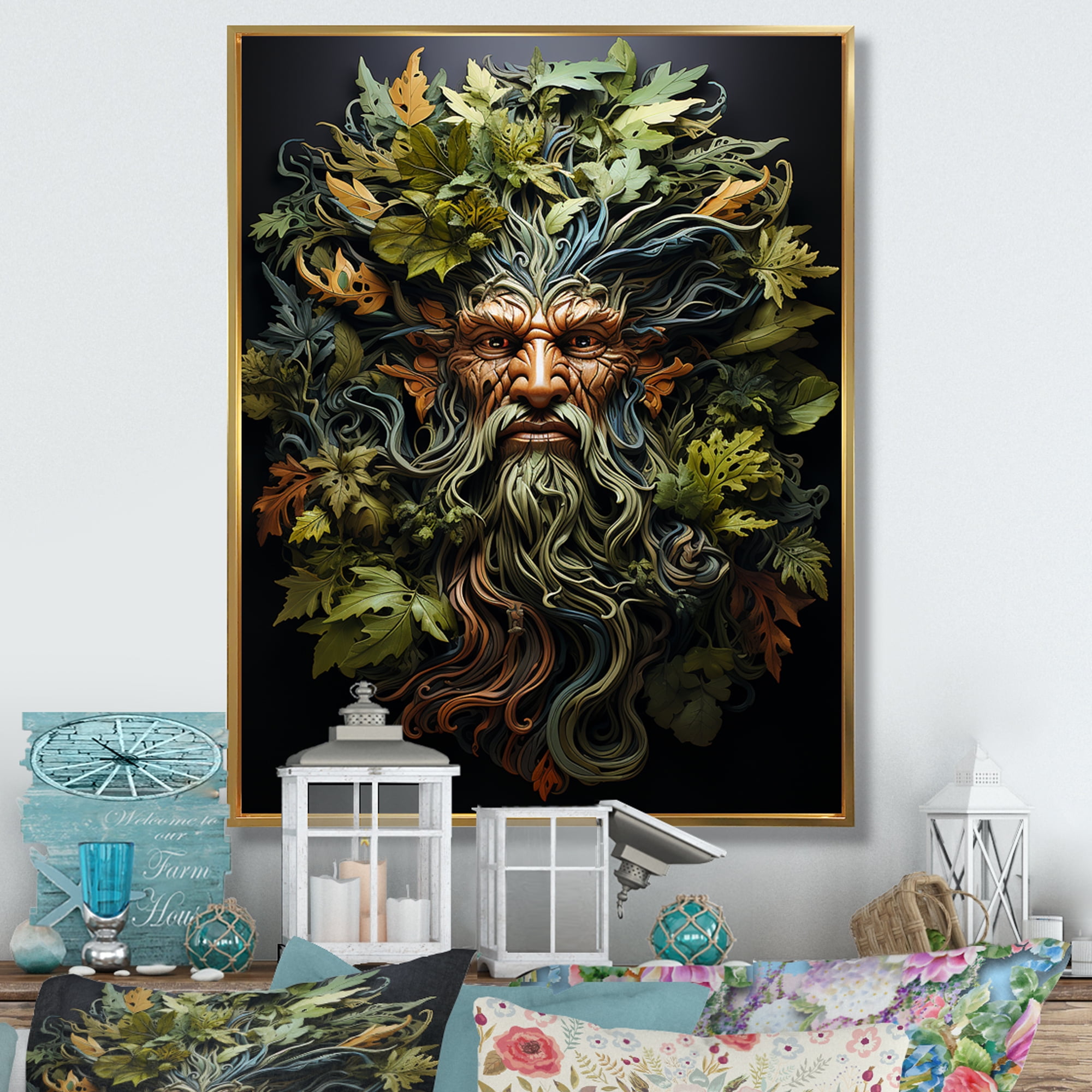 Designart "Tree Redwood Ancient Guardians Portrait II" Fantasy Floater ...