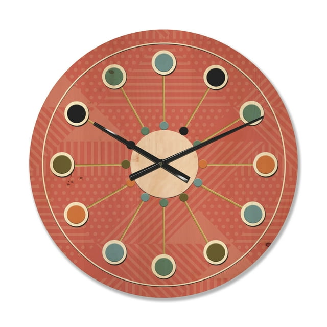 Designart 'Triangual Coral Retro Pattern' Mid-Century Modern Wood Wall ...