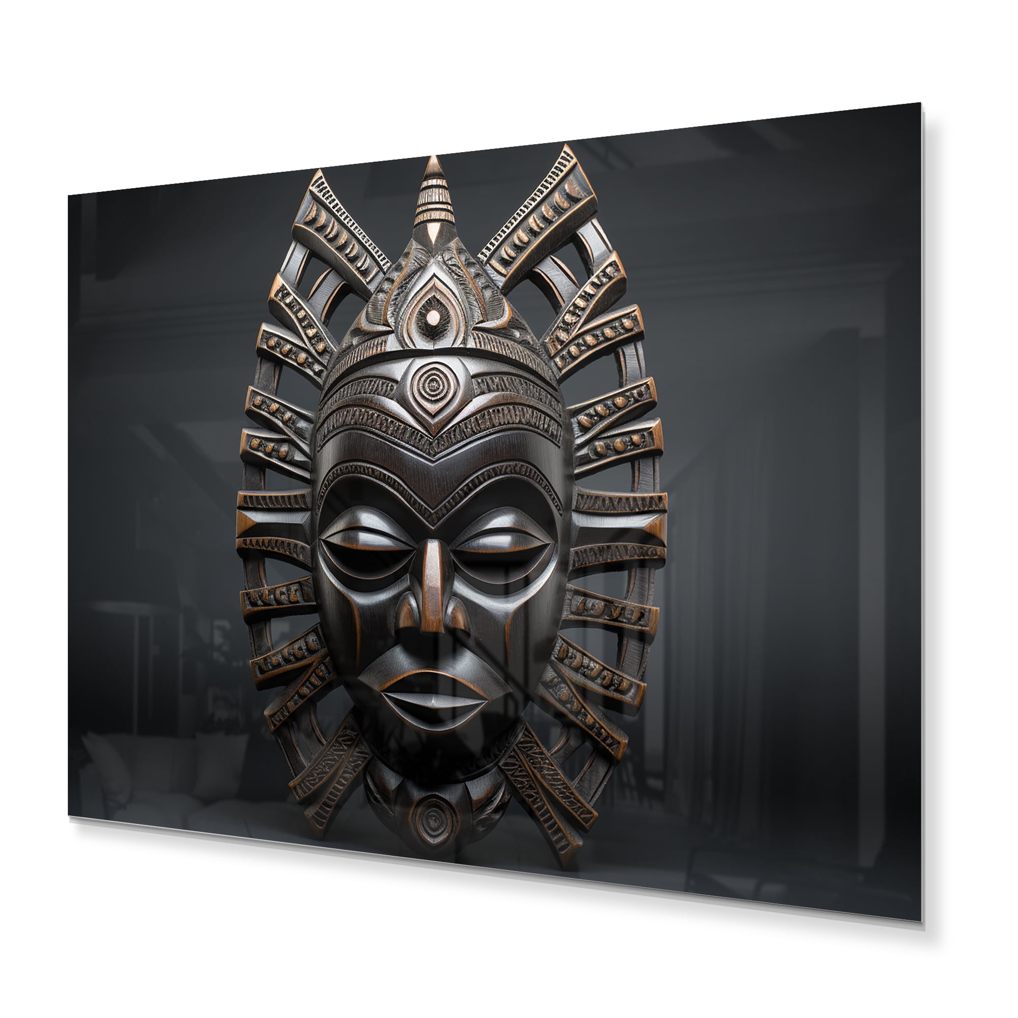 Designart "Tribal Makonde African Mask I" African Tribal Metal Art ...
