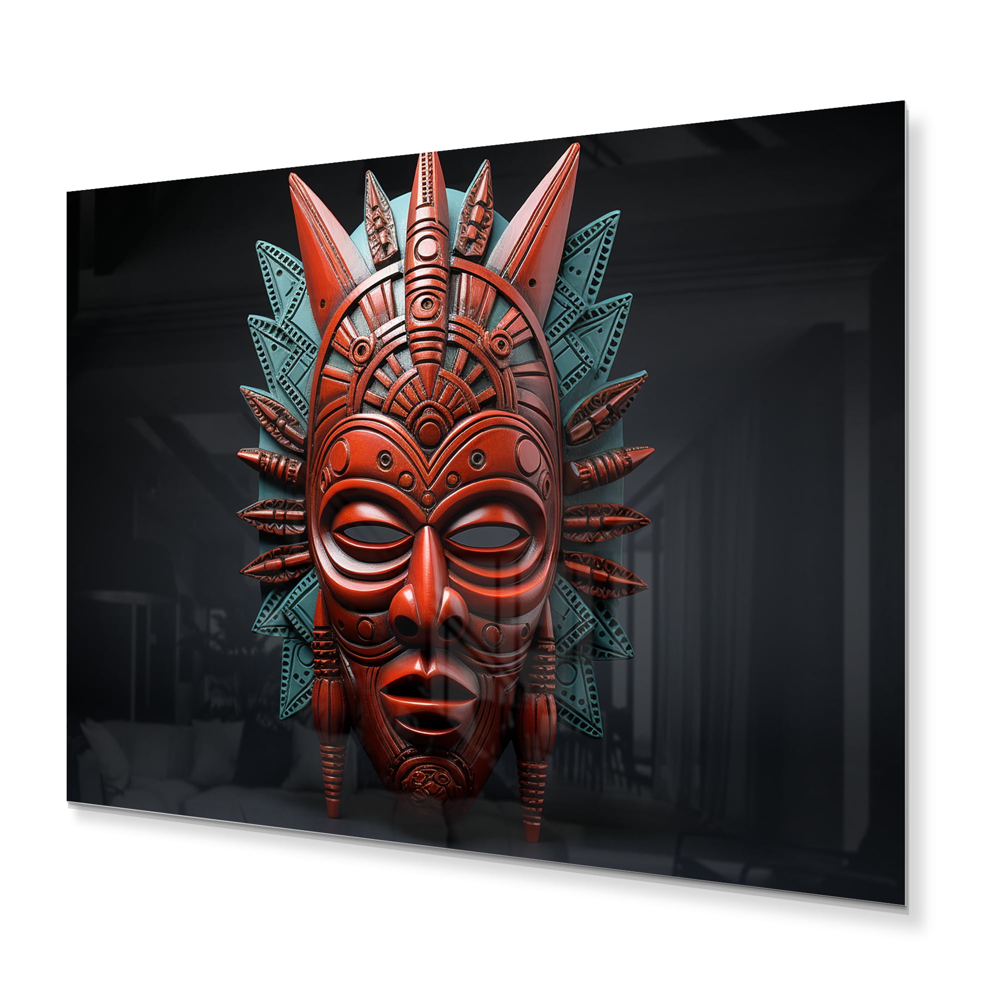 Designart "Tribal Makonde African Mask II" African Tribal Metal Art ...