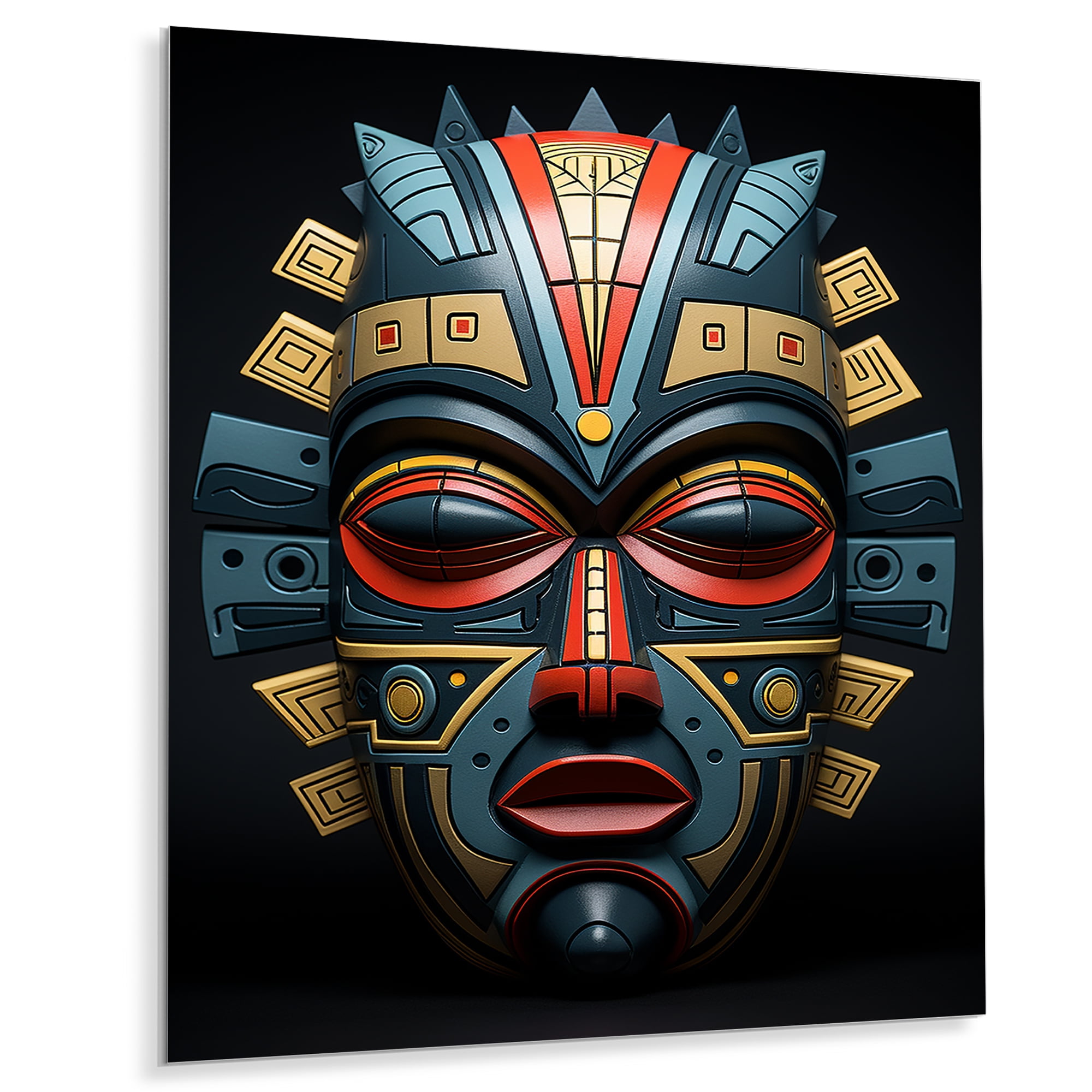 Designart "Tribal Pende African Mask II" African Tribal Metal Art Print ...