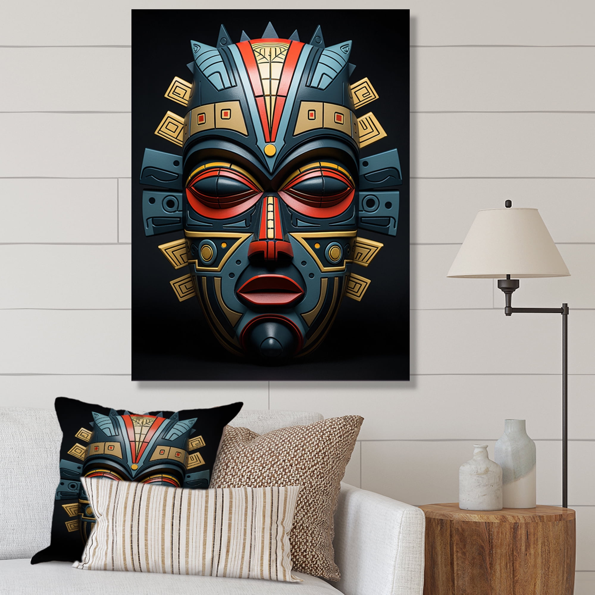 Designart "Tribal Pende African Mask II" African Tribal Wall Art Print ...
