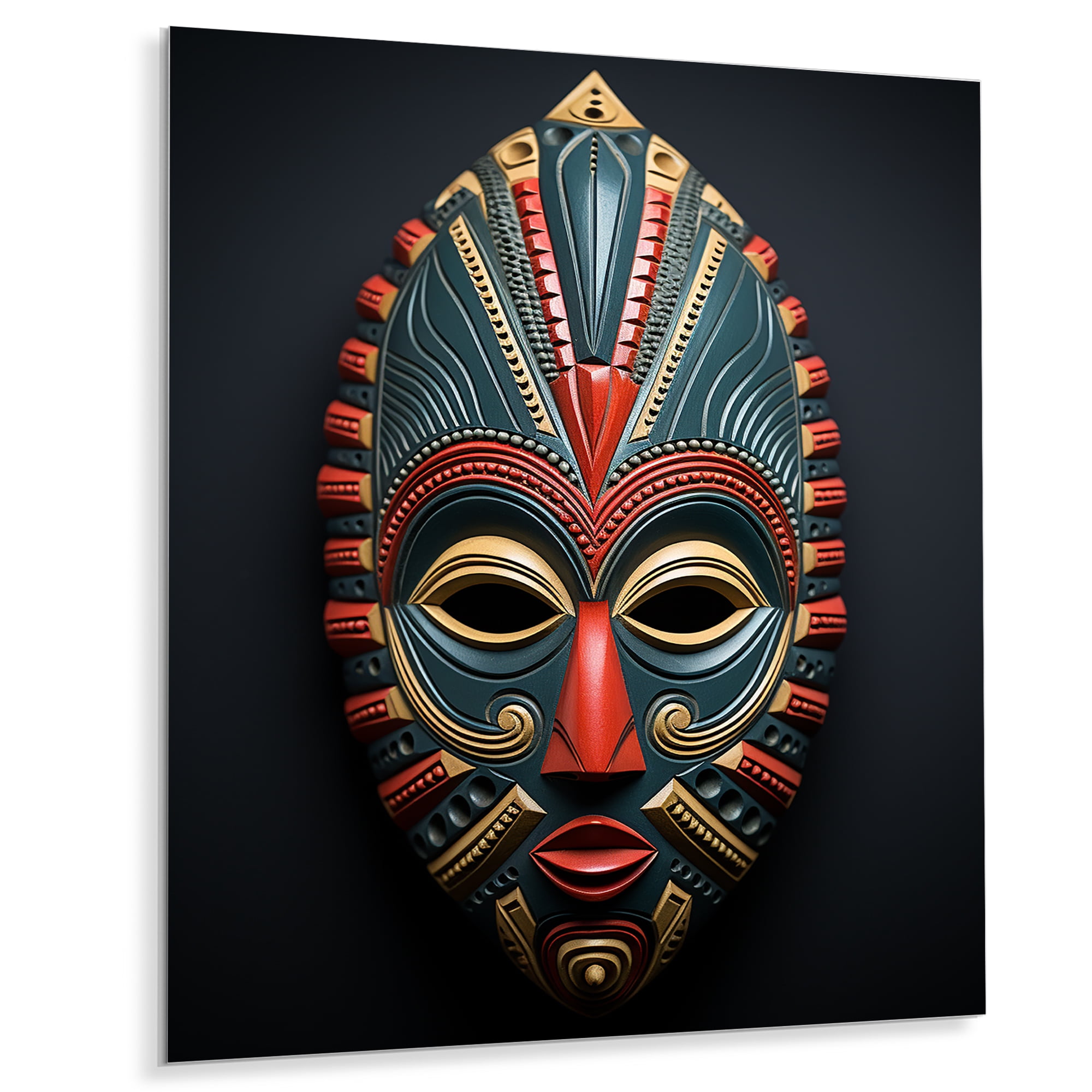 Designart "Tribal Pende African Mask III" African Tribal Metal Art ...