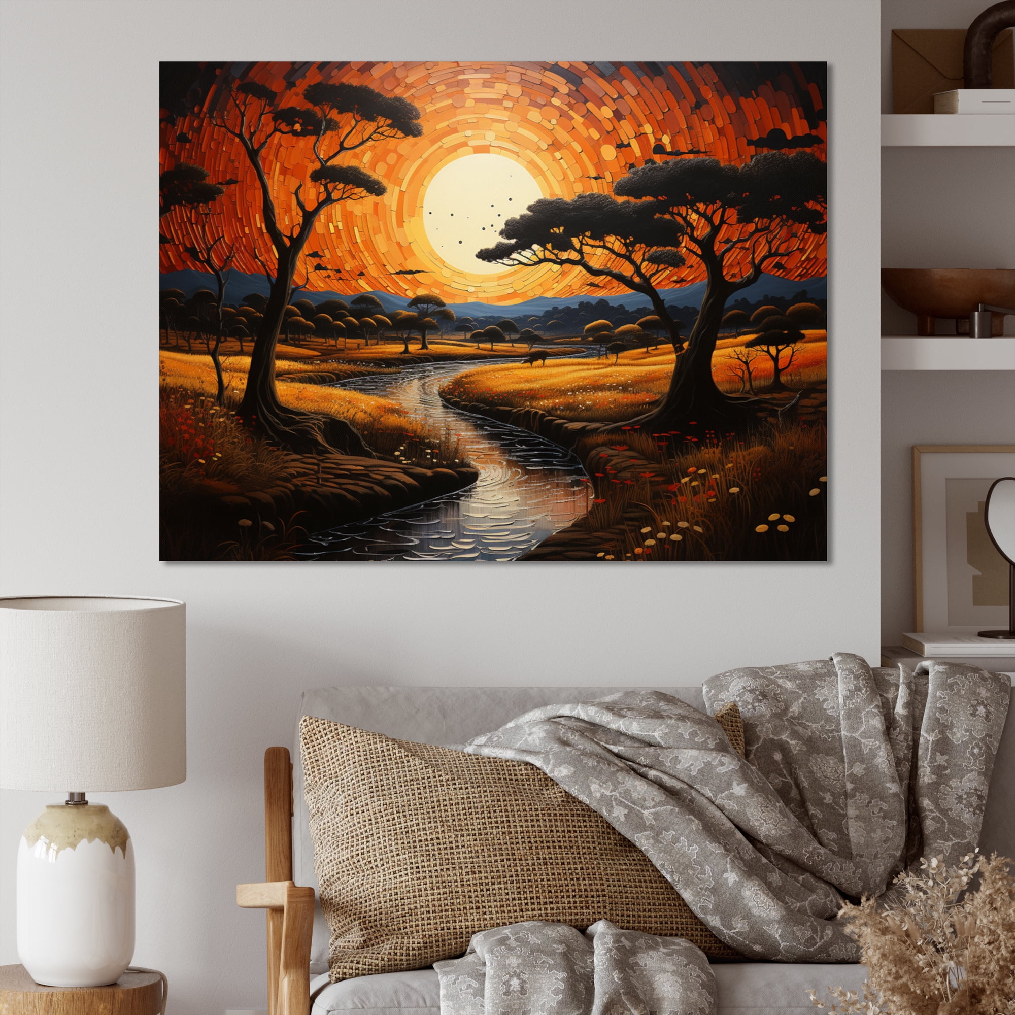 Designart "Tribal Sunset African VI" African Tribal Wall Art Print ...