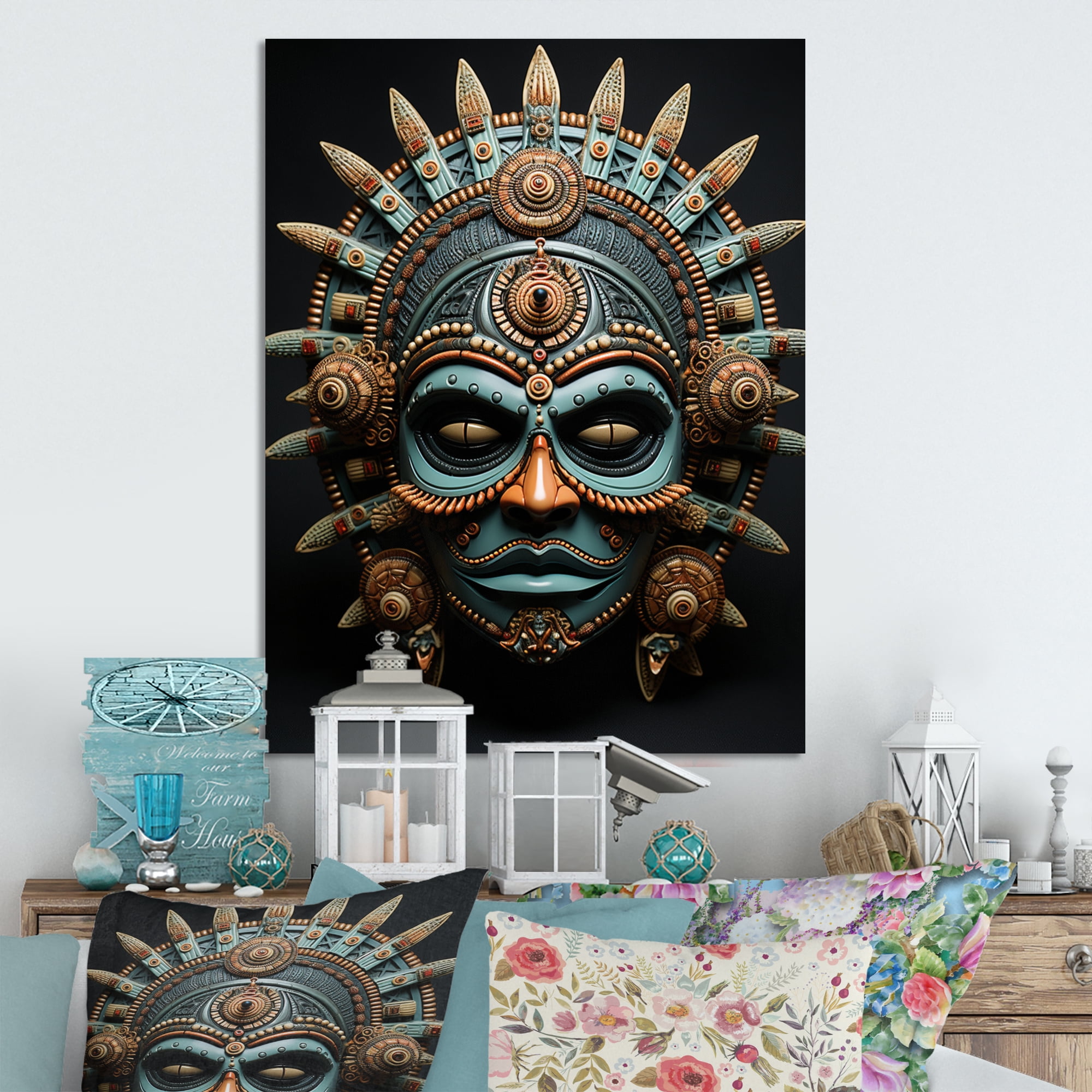 Designart "Tribal Yoruba African Mask" African Tribal Metal Wall Art ...
